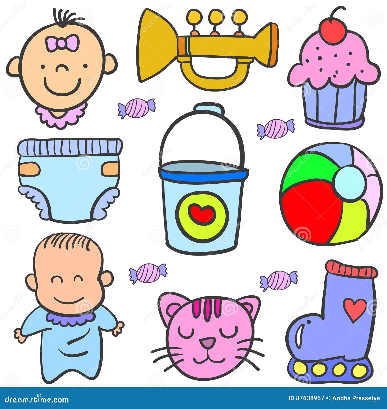 Illustration Vector of Baby Element Doodles Stock Vector - Illustration ...