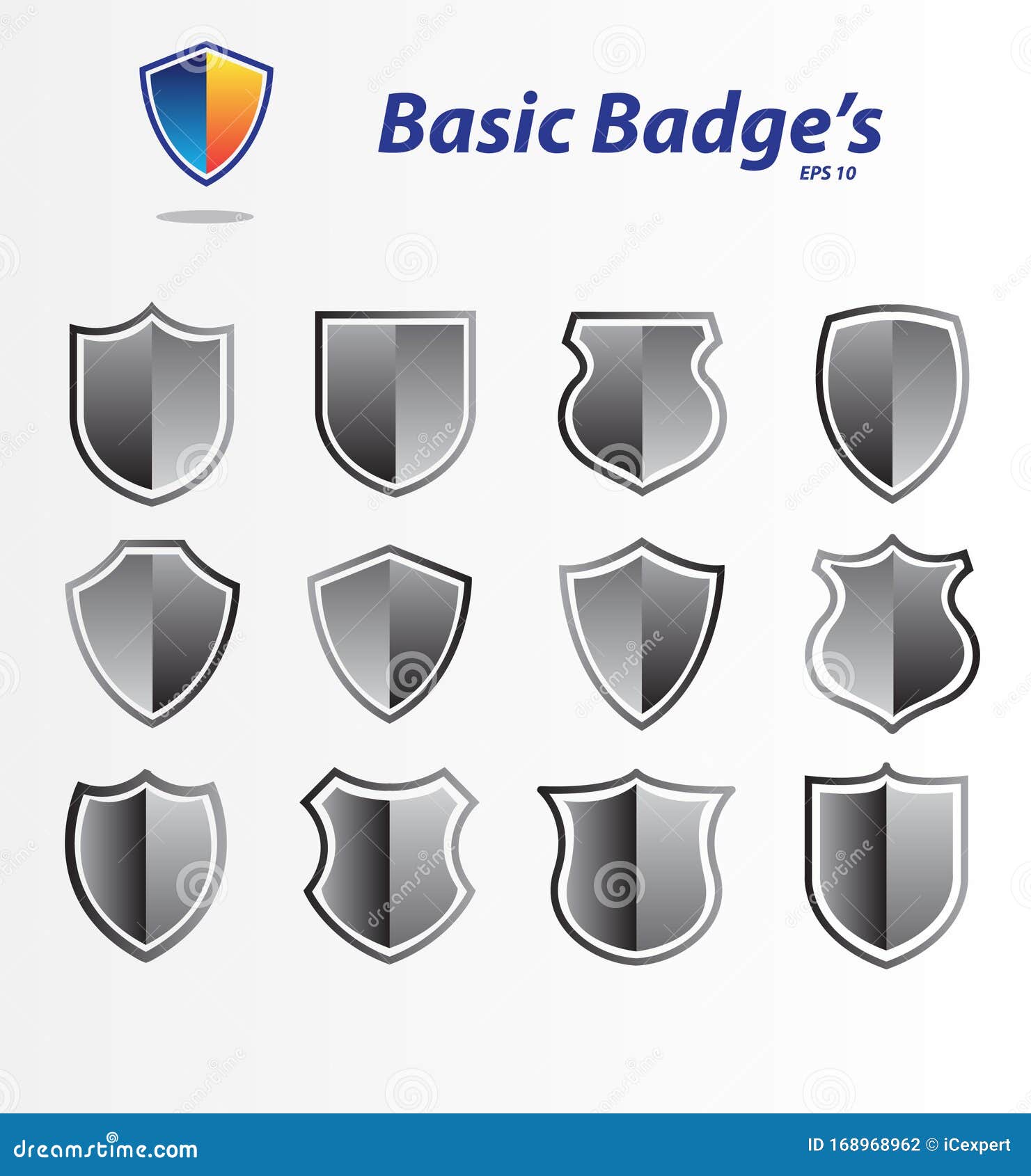 Illustration Vector Basic Shield Badge Collection Stock Vector ...