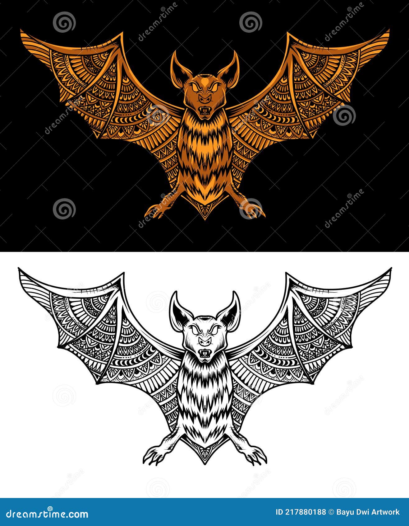 Illustration Vector Bat Mandala Style Stock Vector - Illustration of ...