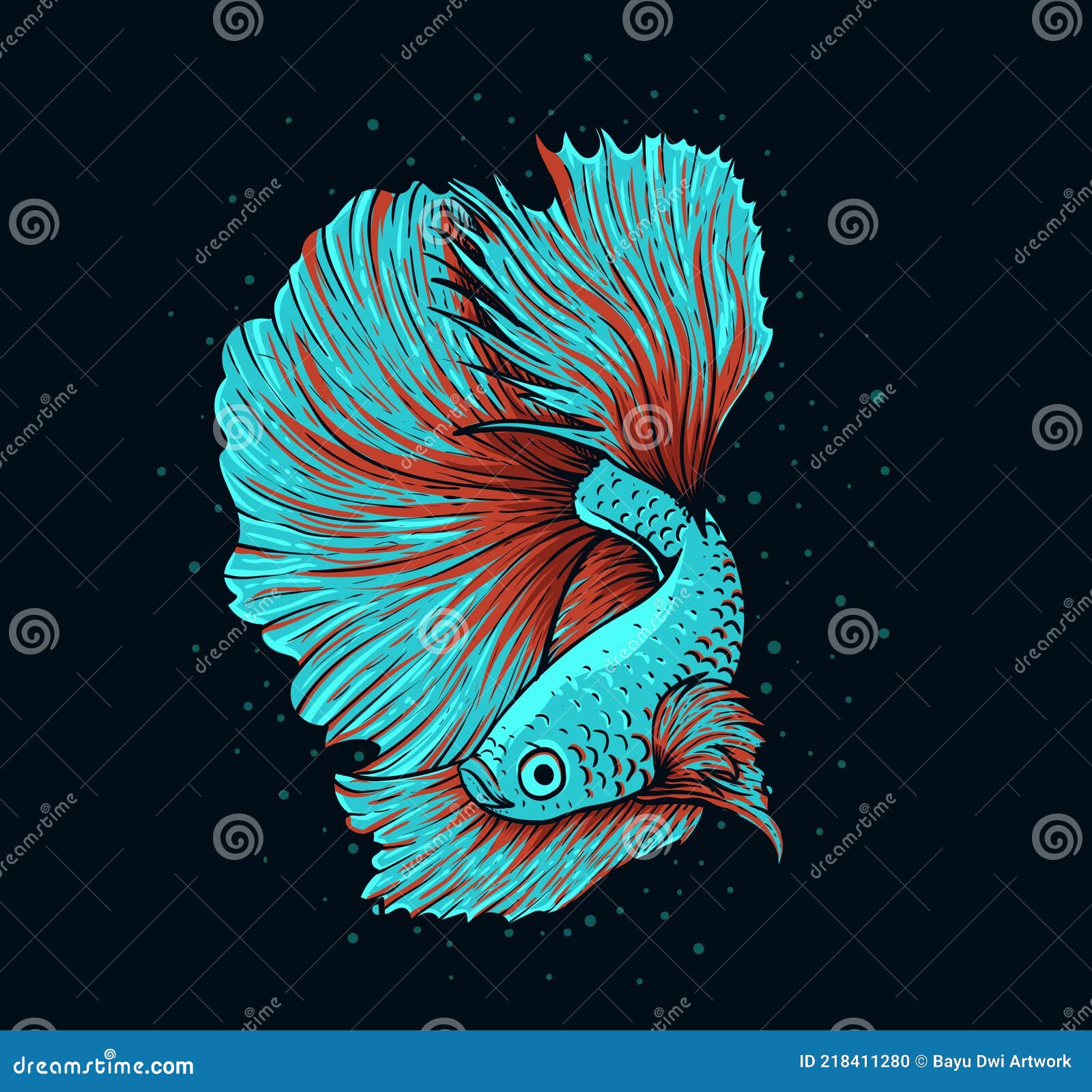 Illustration Vector Beautiful Betta Fish Stock Vector - Illustration of ...