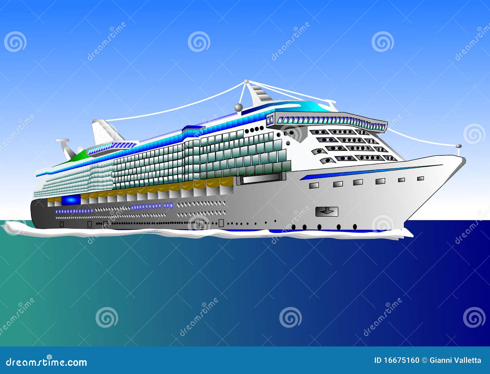 Illustration Vector of Big Cruise Ship on the Sea Stock Vector ...