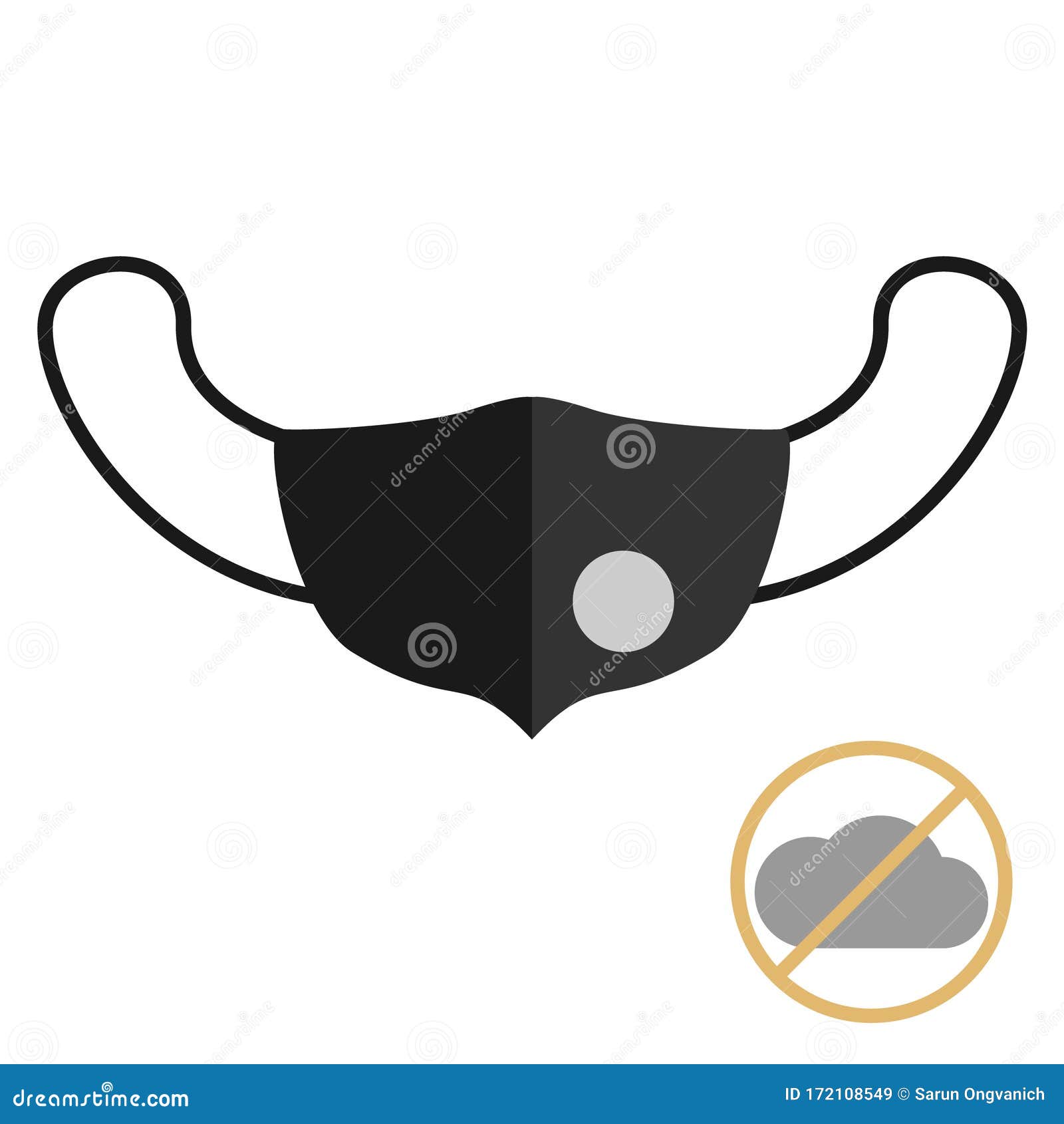 Illustration Vector of Black Face Masks Pollution with Valve To Protect ...