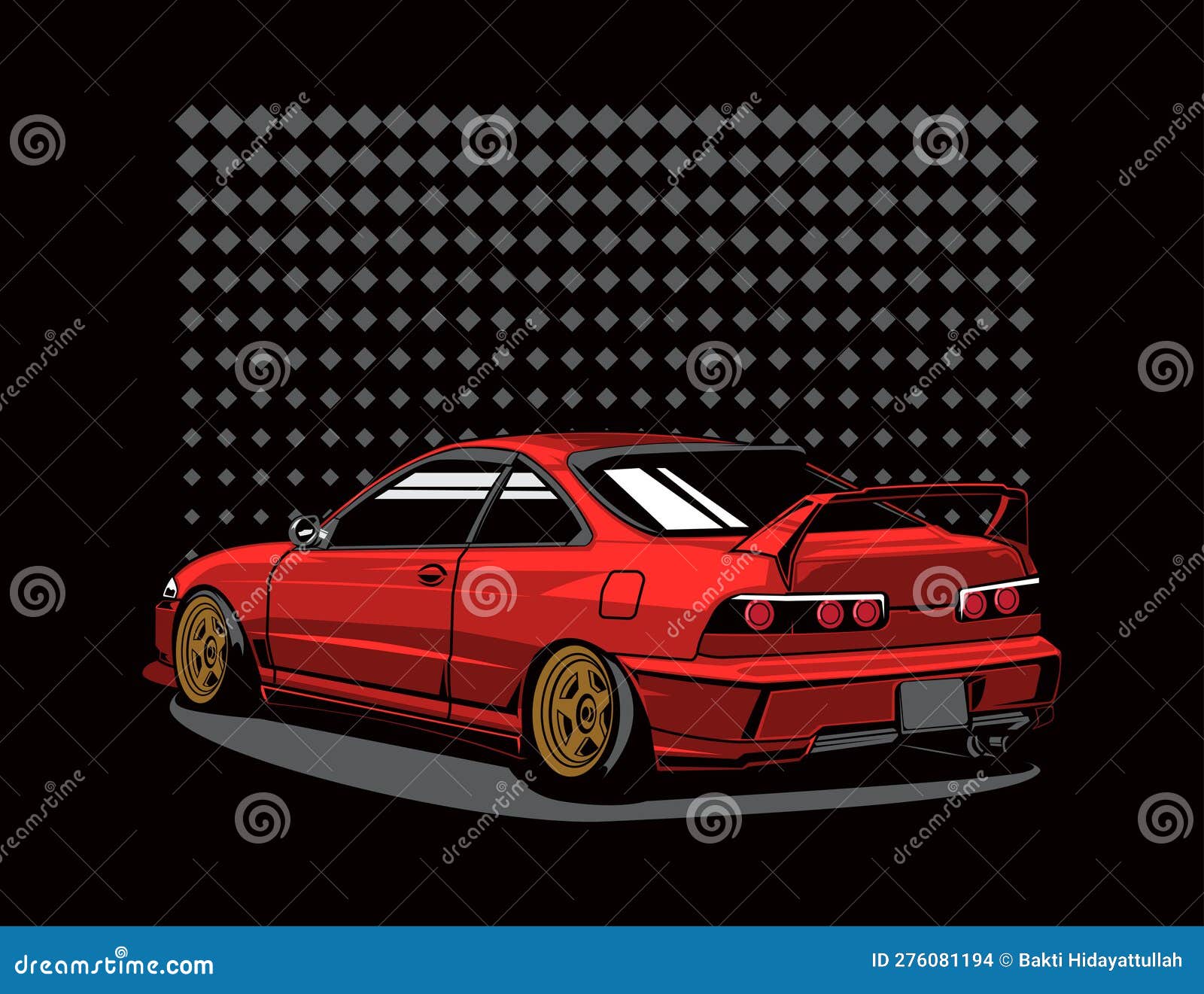 Illustration Vector of 90s Vehicle Concept Design Graphic with Half ...