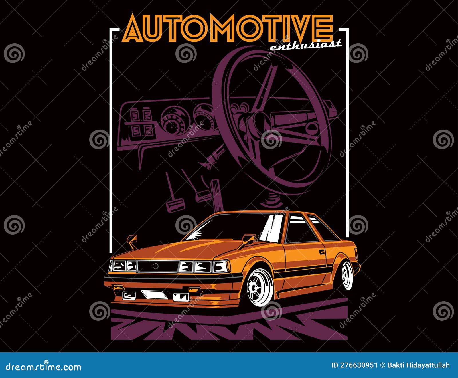 Car Cabin Background and 90s Car Modif Vector Ilustration Stock Vector ...