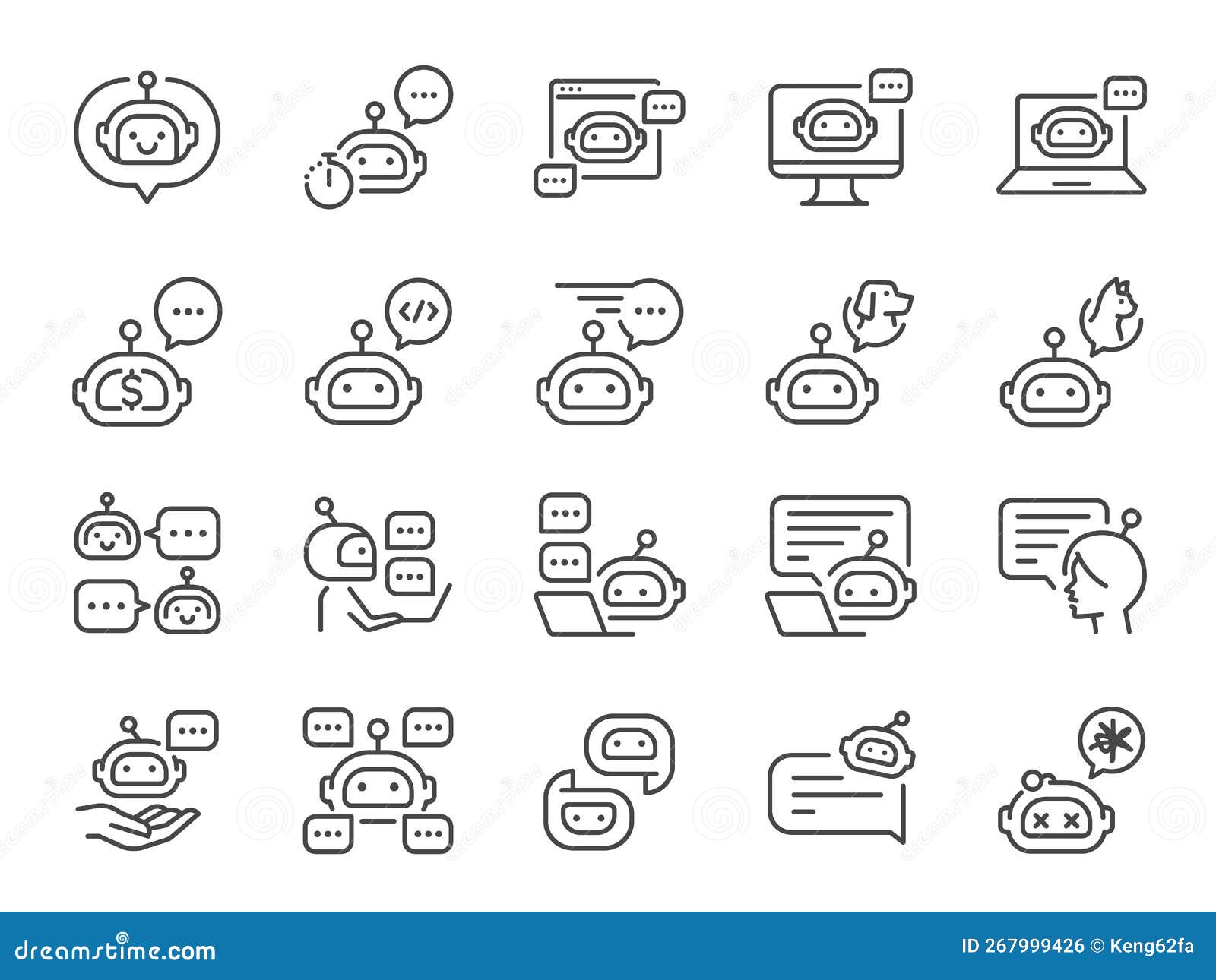 Chatbot Icon Set. Included the Icons As chat, Bot, Ai, Robot, Automatic ...