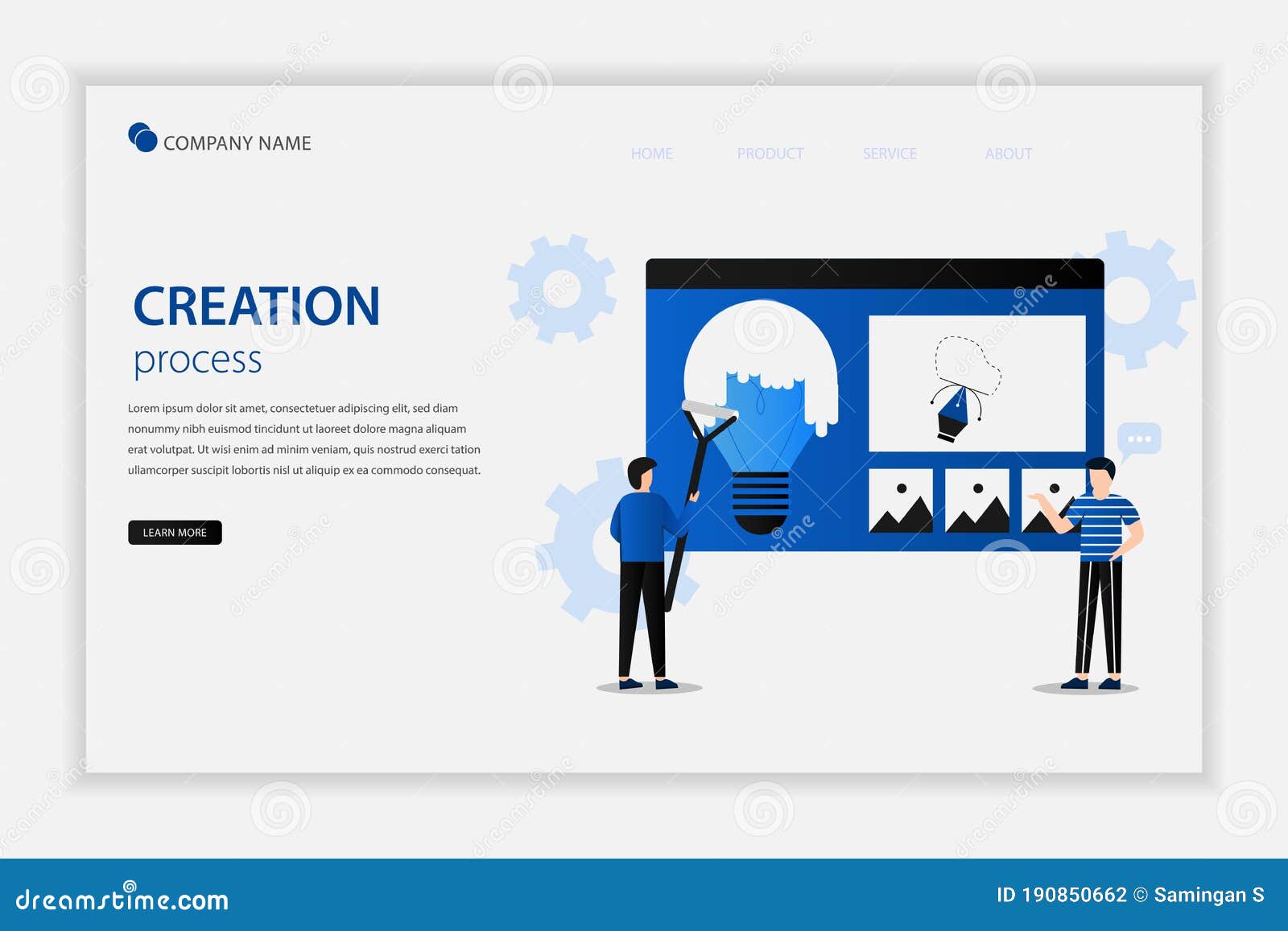 Illustration Vector Creation Process Creative Landing Page Stock Vector ...
