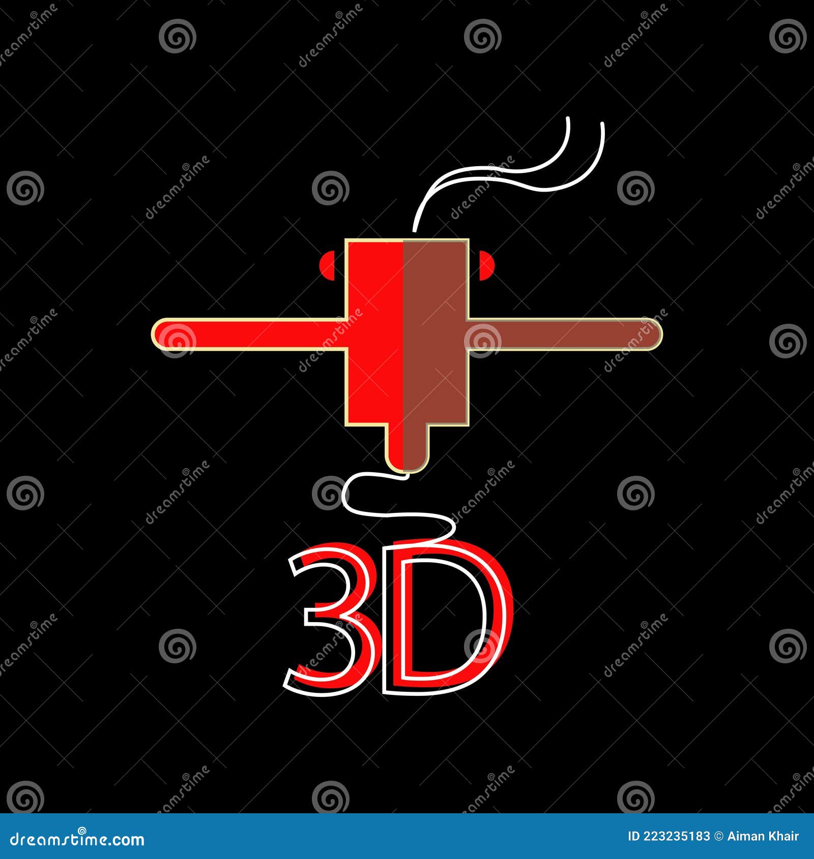 An Illustration Vector of 3D Printing Logo Icon Concept with Text Stock ...