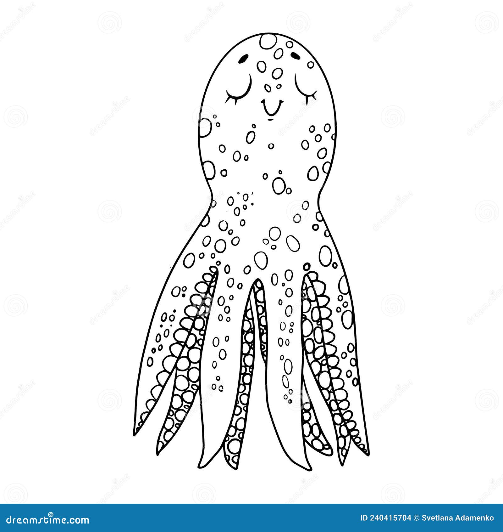 Doodle Cute Octopus Smiling Stock Vector - Illustration of tentacle ...