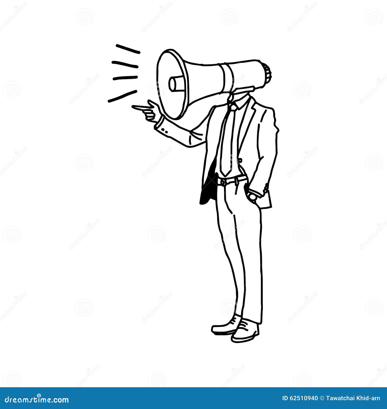Illustration Vector Doodle Hand Drawn of Businessman with Megaphone ...