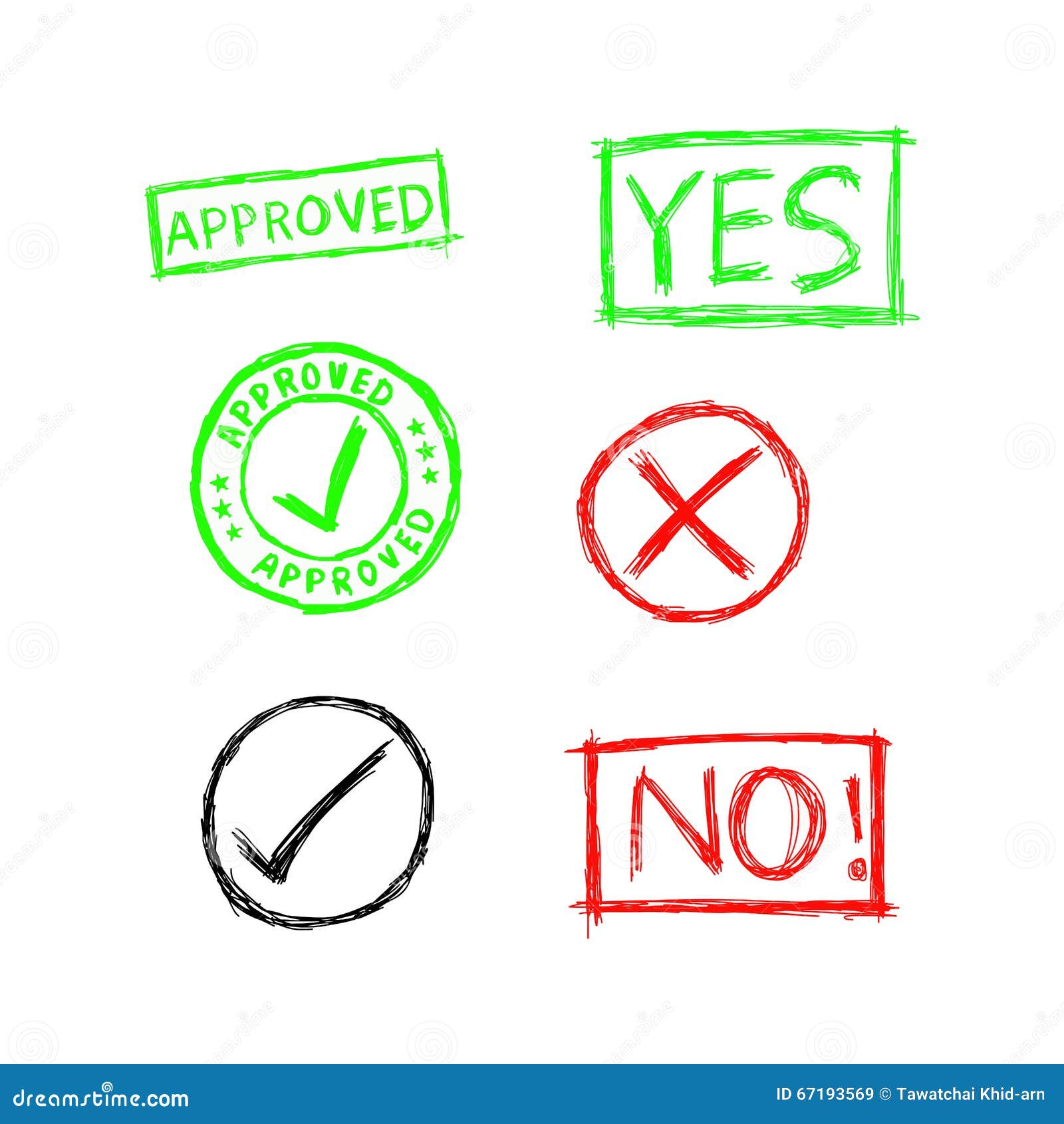 Illustration Vector Doodle Hand Drawn of Sketch Approved Set. Stock ...