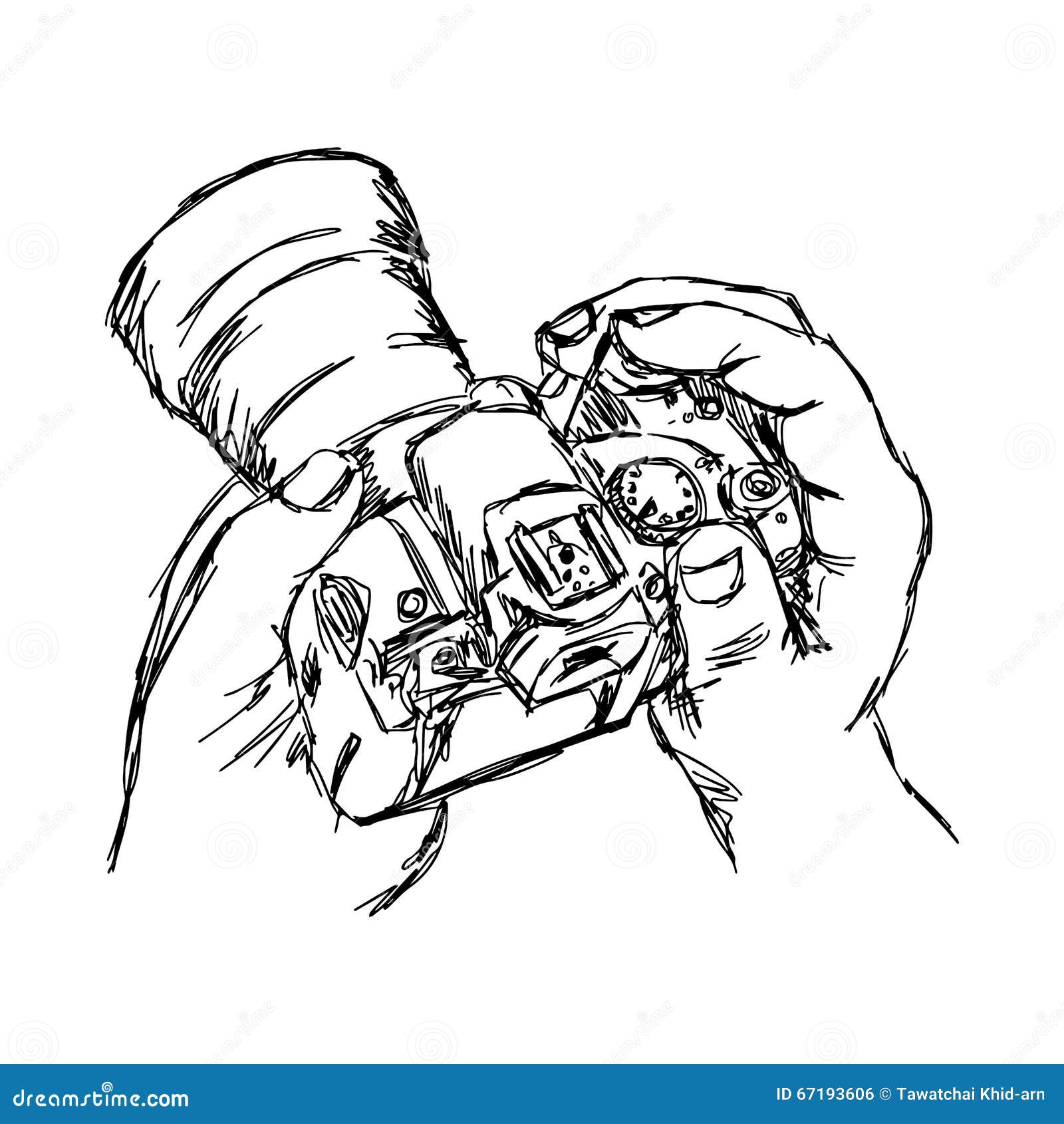 Illustration Vector Doodle Hand Drawn of Sketch Hand Holding Cam Stock ...