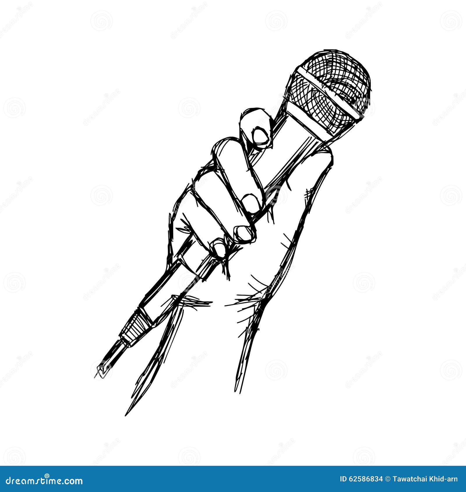 Illustration Vector Doodle Hand Drawn of Sketch Hand with Microphone ...