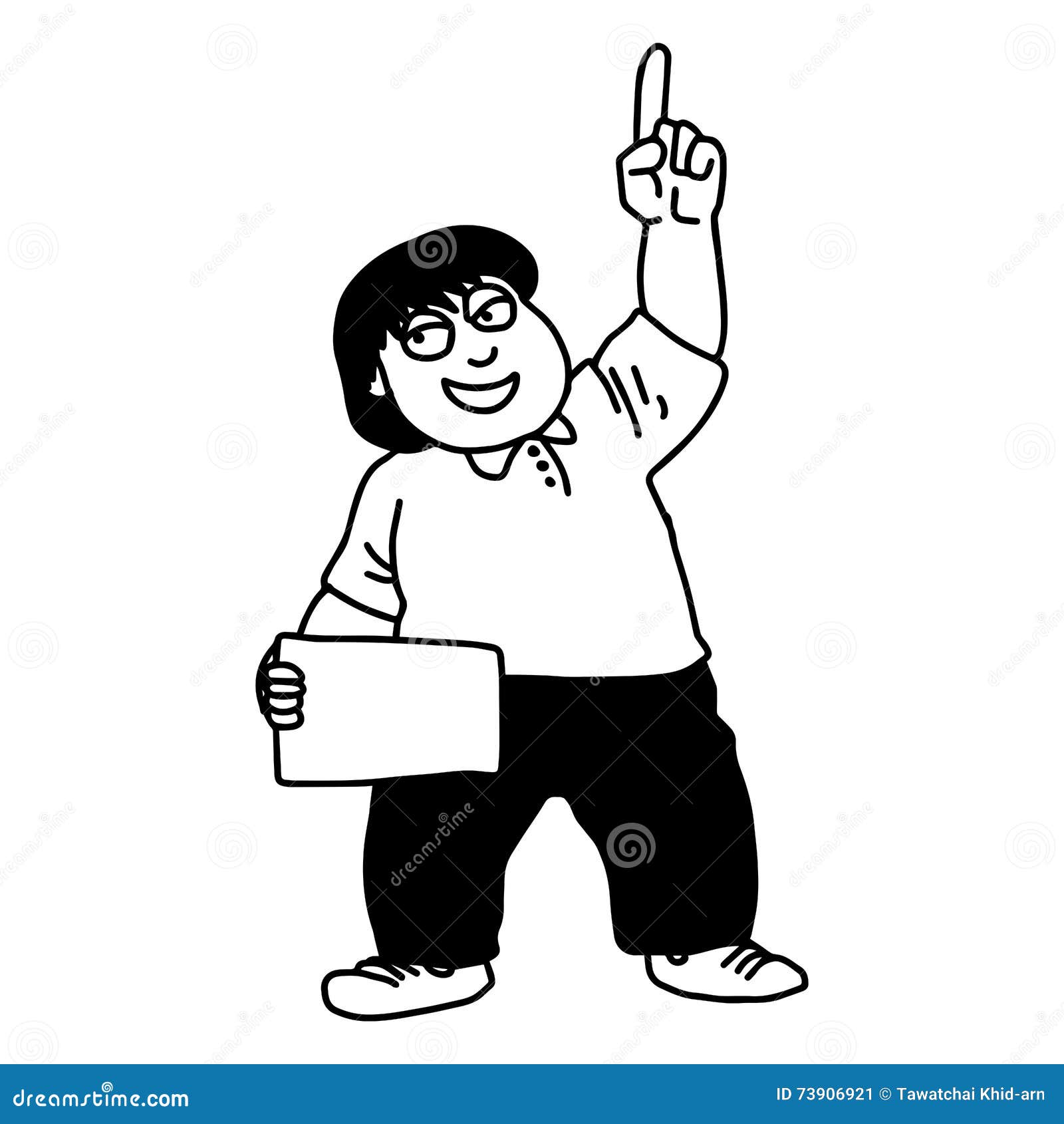 Illustration Vector Doodle Hand Drawn of Sketch Man Pointing Up Stock ...