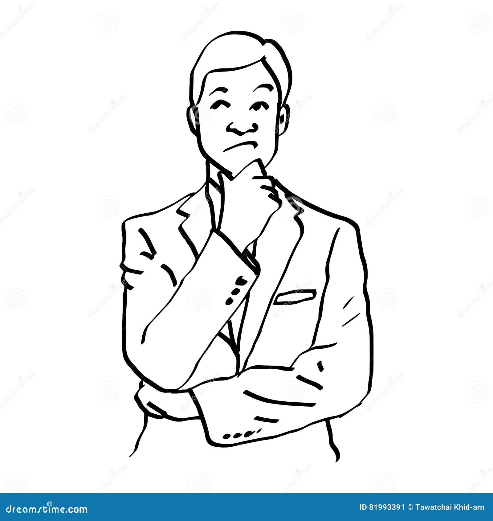 Illustration Vector Doodles Hand Drawn Man Thinking and Resting Stock ...