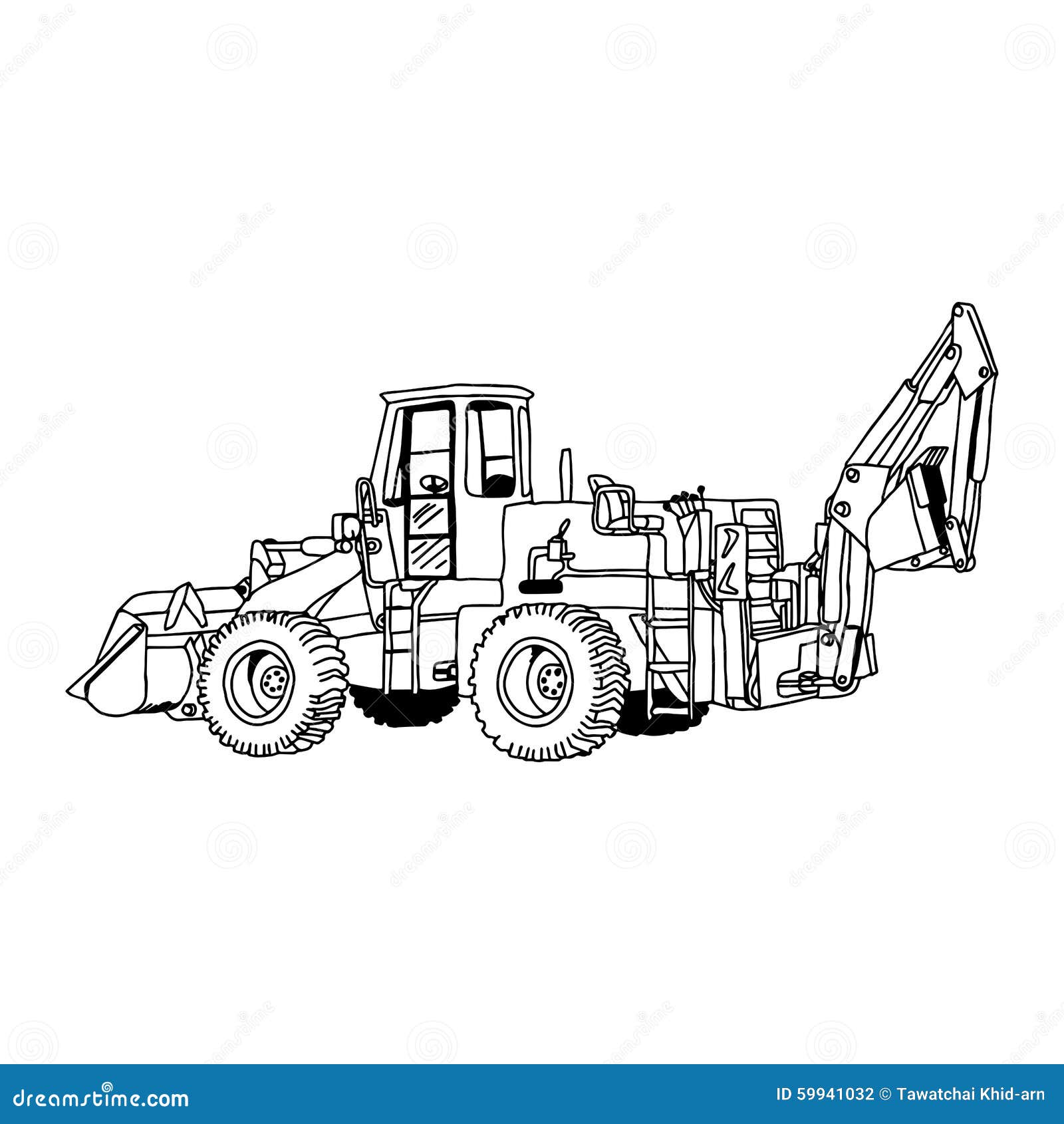 Illustration Vector Doodles Hand Drawn of Wheel Loader Isolated Stock ...