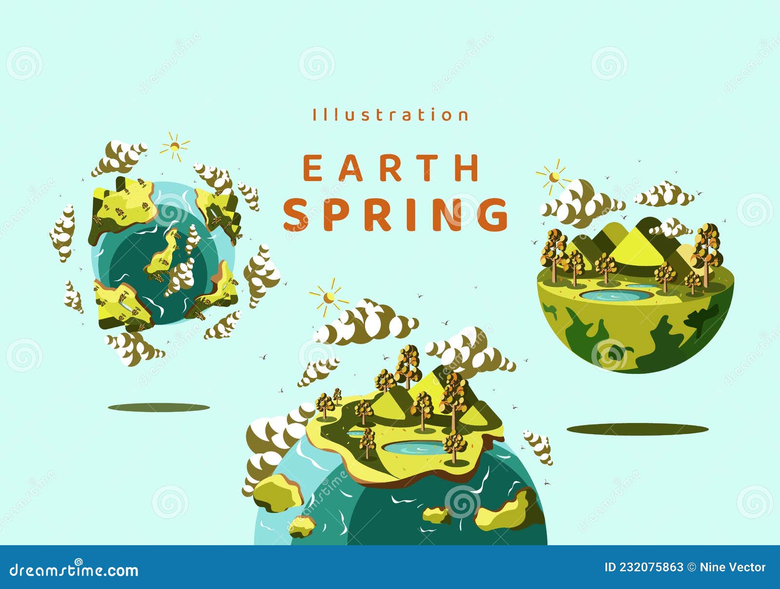 Illustration Vector Earth Spring Landscape Stock Vector - Illustration ...