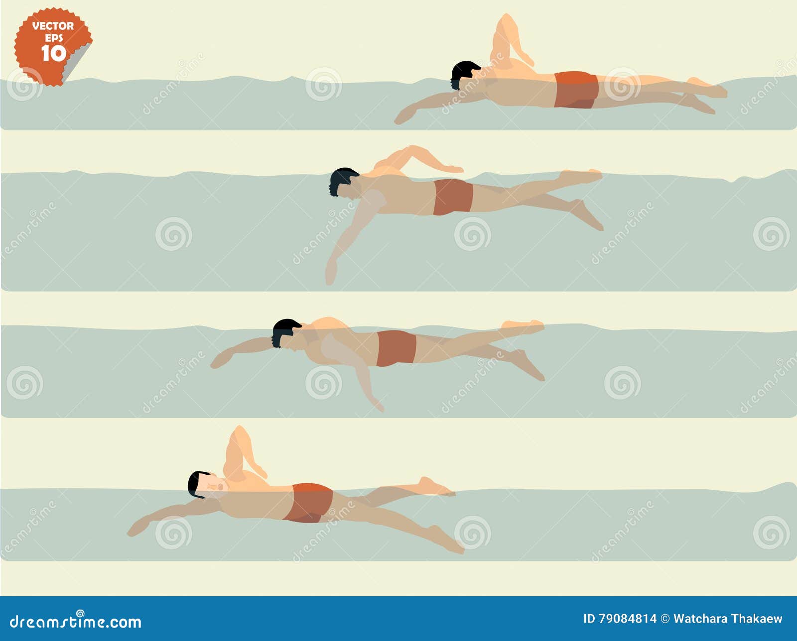 Illustration Vector of Free Style Swimming, Swimming Design Stock ...