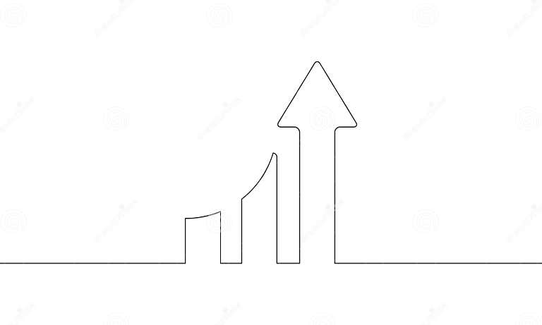 Illustration Vector of Graph Icon. Continuous Line Drawing of Arrow Up ...