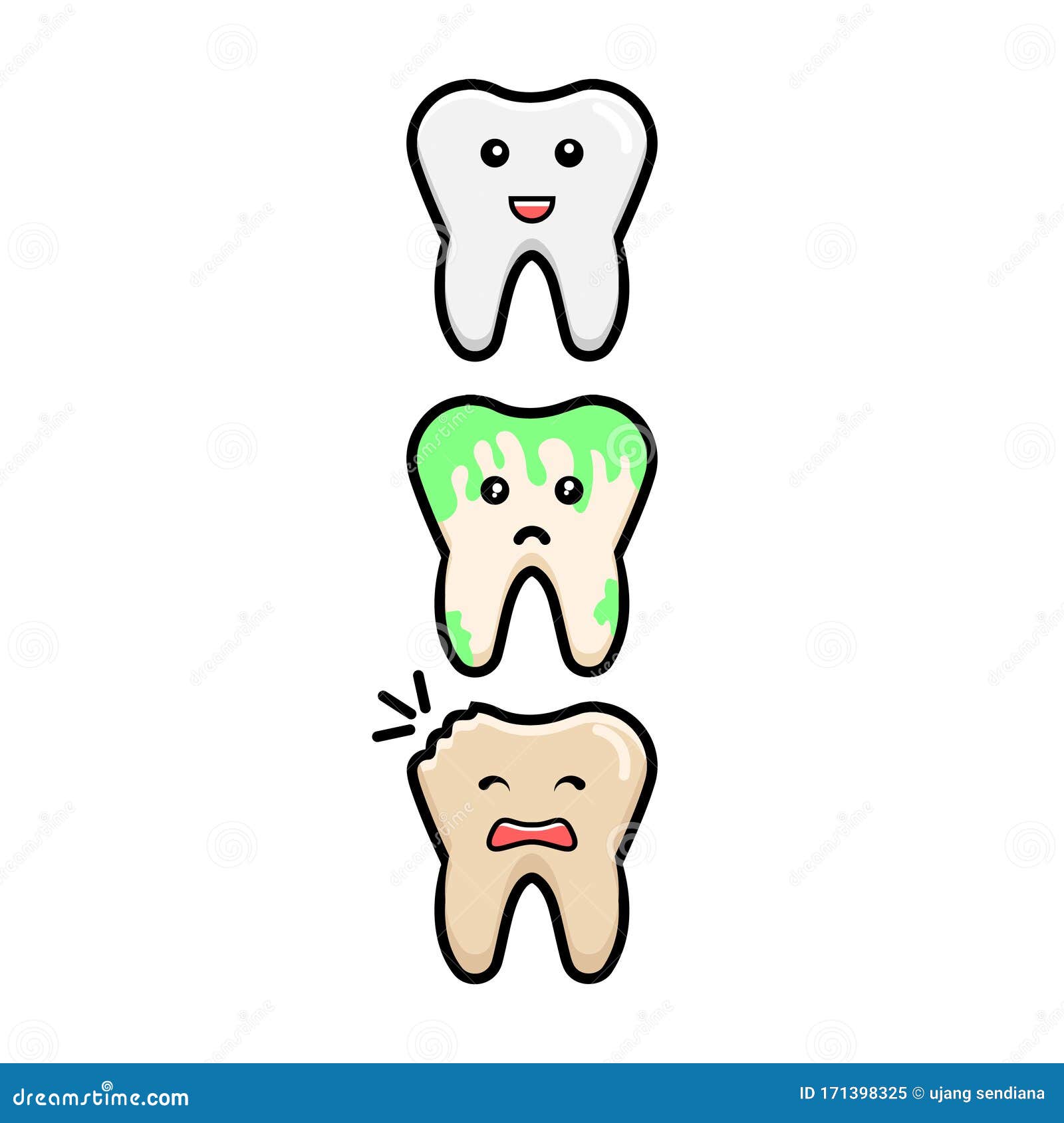 Illustration Vector Graphic of White and Clean Teeth, Dirty Teeth, and ...