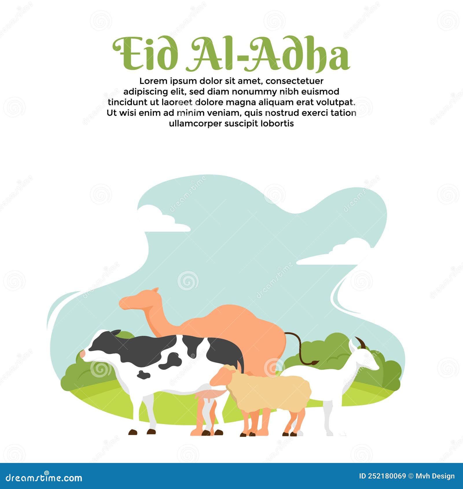 Animal in eid al adha stock vector. Illustration of vector - 252180069