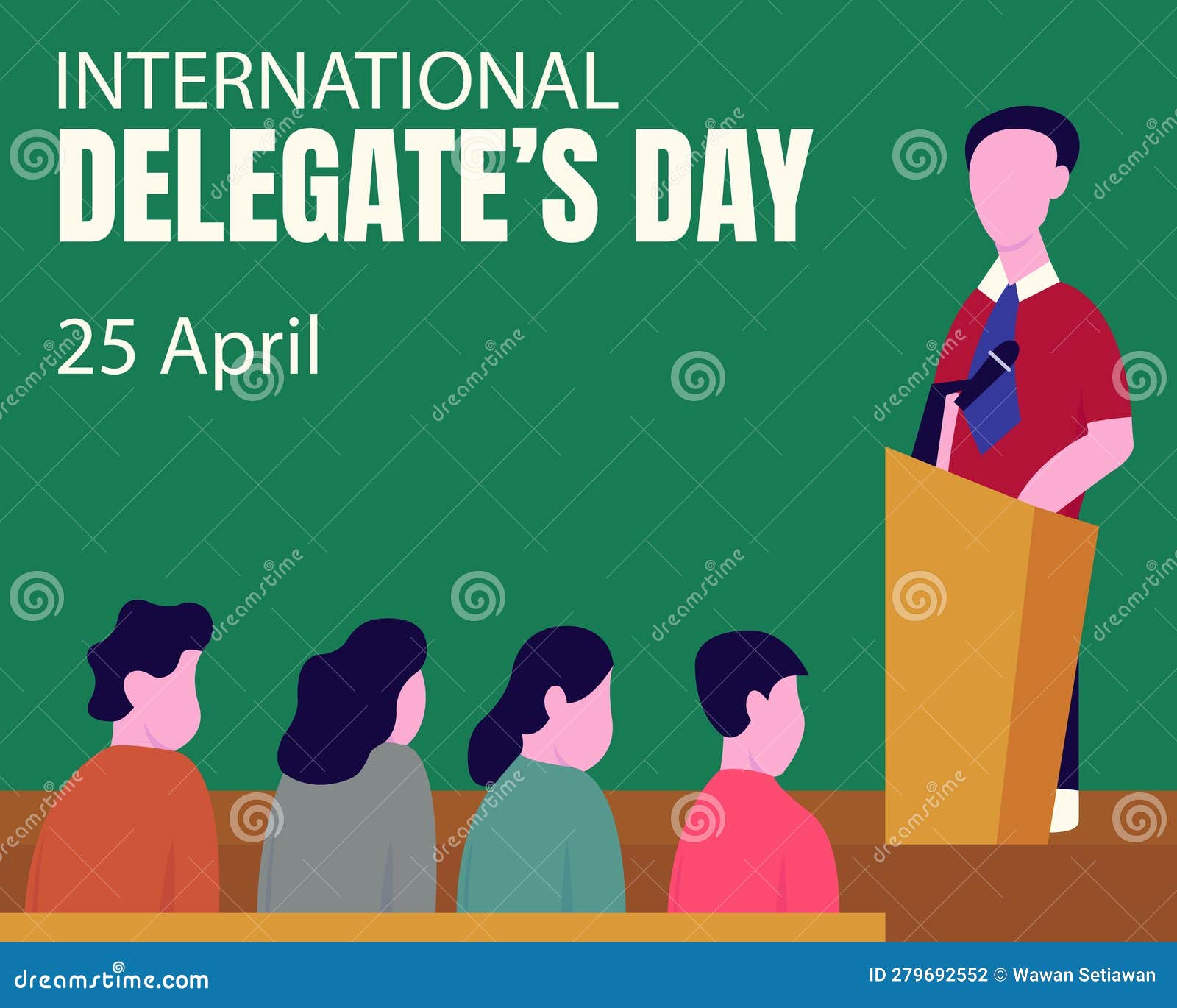 International Delegates Day Holiday Card. Poster With Earth Map, Blue ...