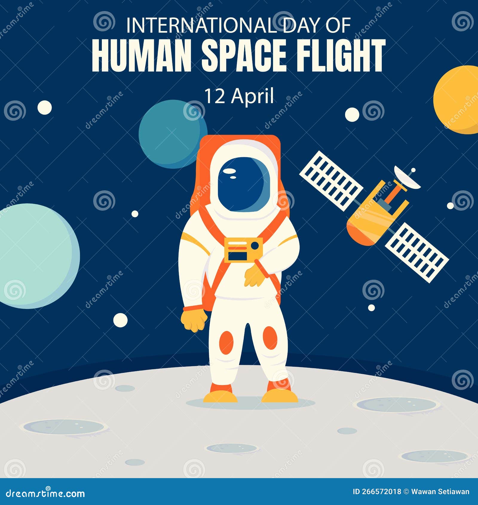 Illustration Vector Graphic of an Astronaut Standing on the Moon ...