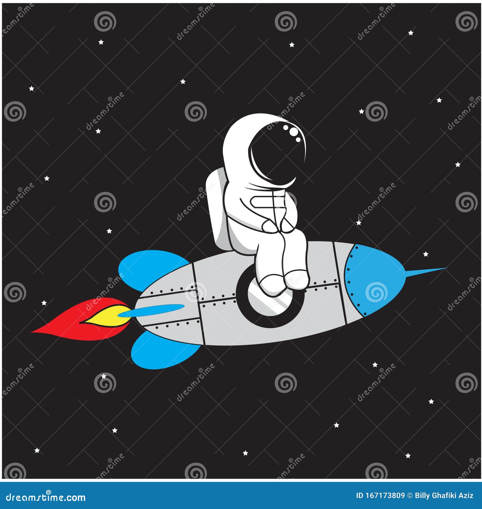 Illustration Vector Graphic of Astronaut Sit on a Rocket Stock Vector ...