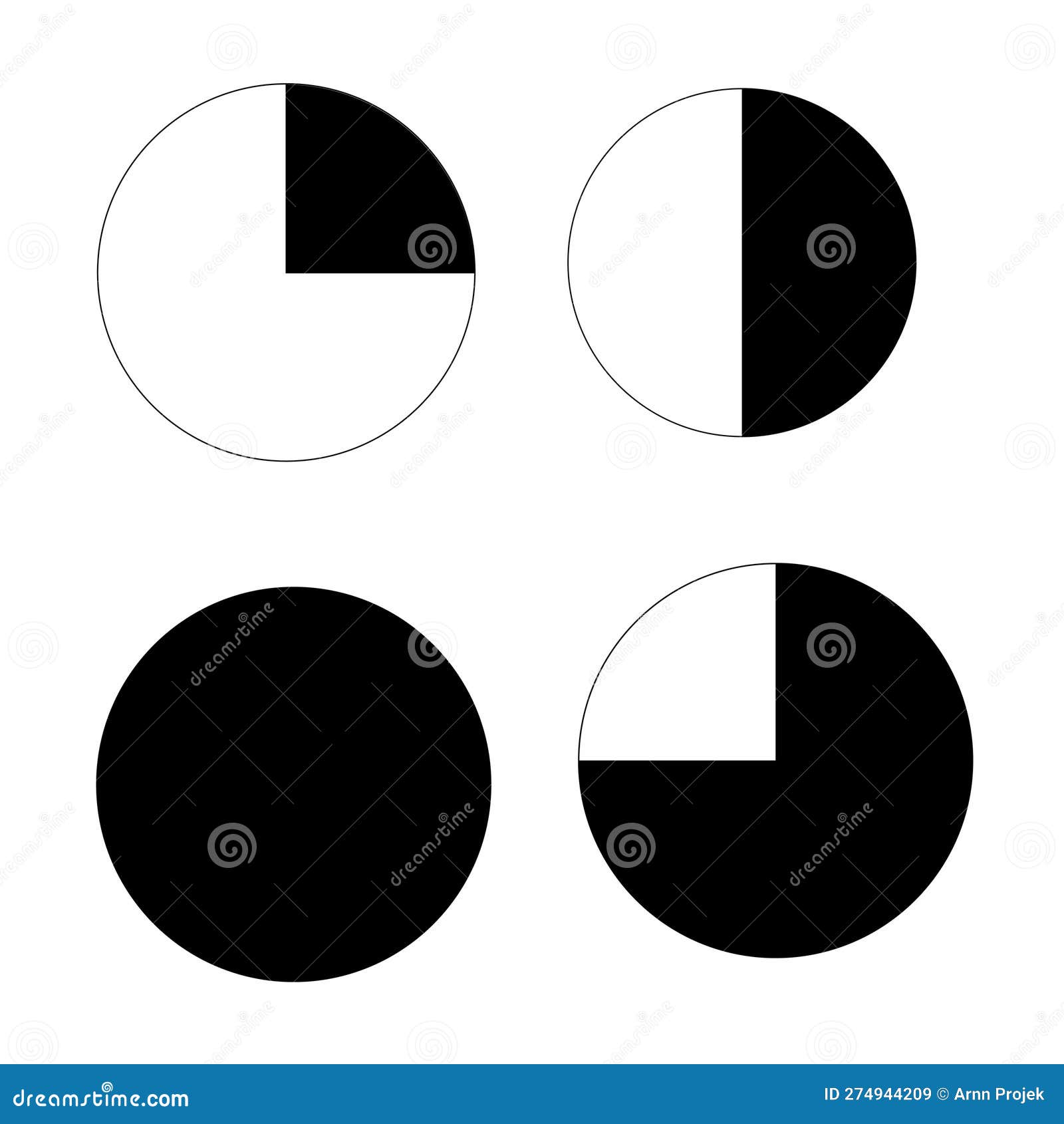 Illustration Vector Graphic of Black and White Circle Chart Set Stock ...