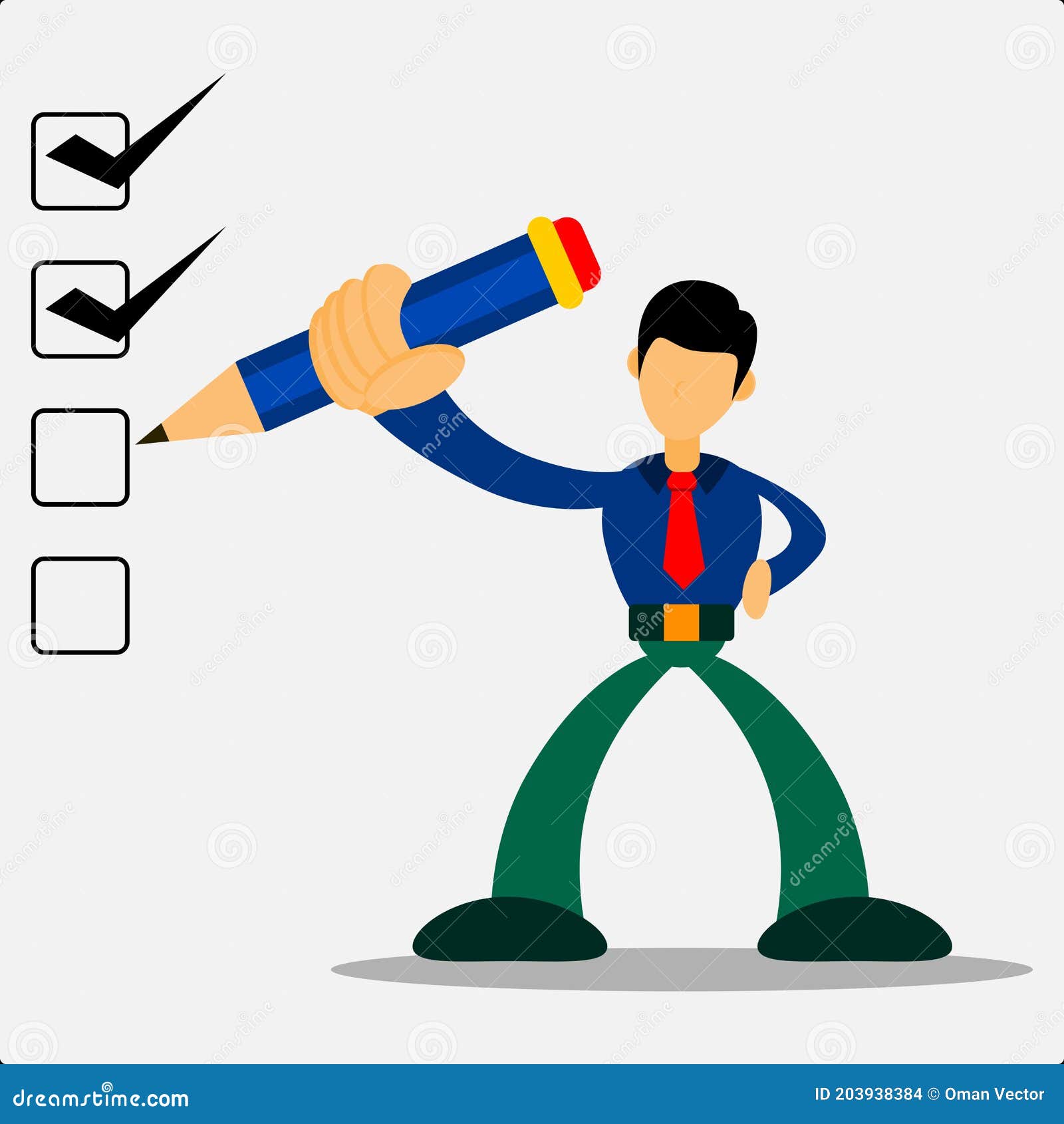 Illustration Vector Graphic of a Businessman Doing a Checklist. Stock ...