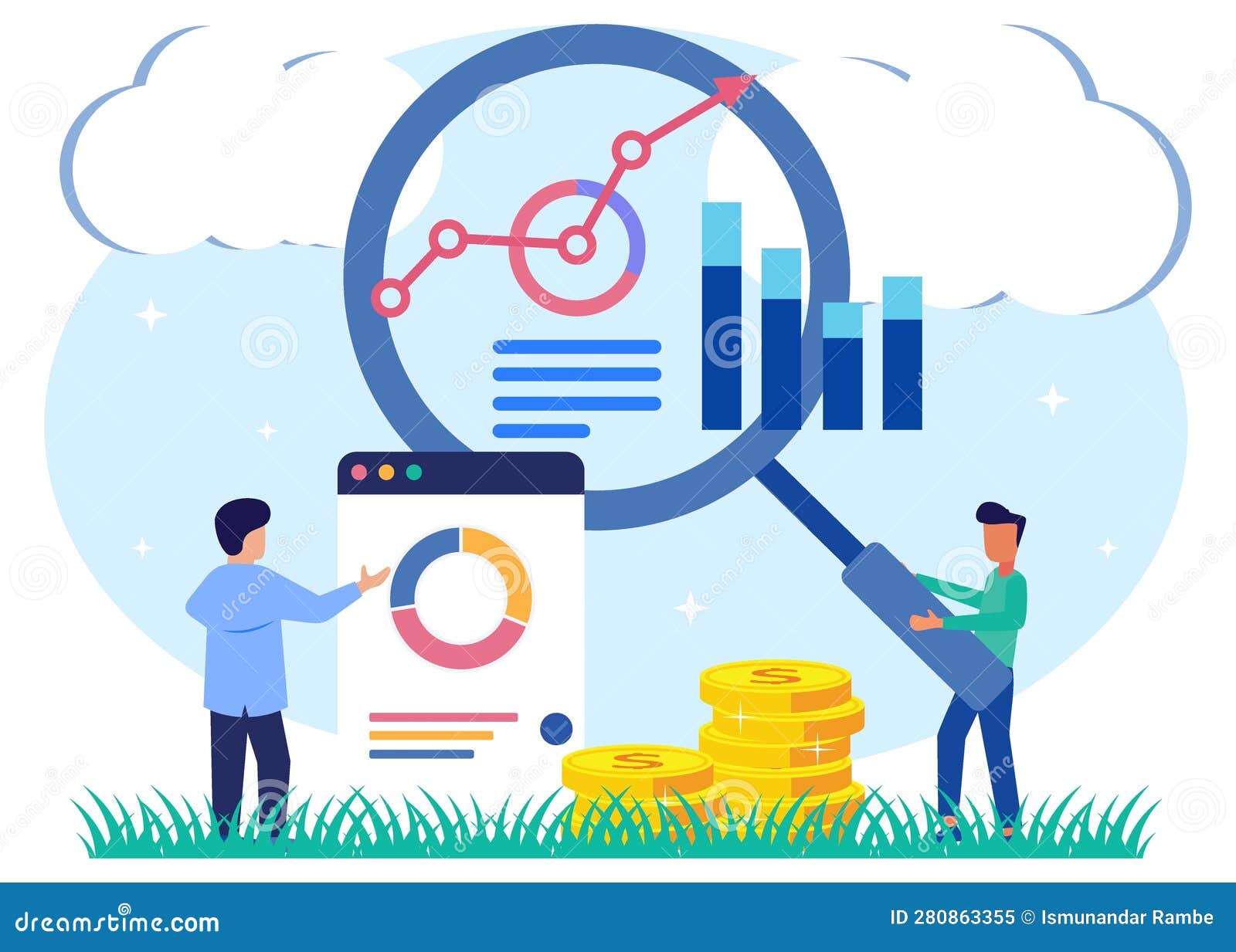 Illustration Vector Graphic Cartoon Character of Business Analysis ...