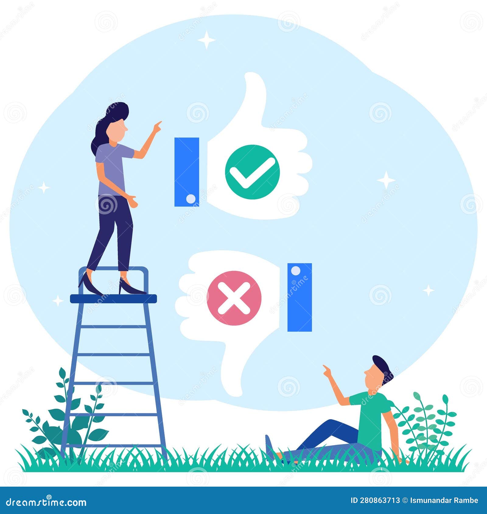 Illustration Vector Graphic Cartoon Character of a Choice between ...