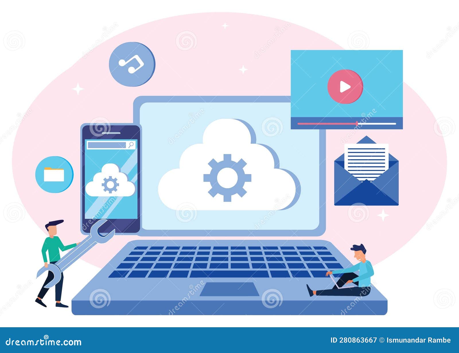 Illustration Vector Graphic Cartoon Character of Cloud Computing Stock ...