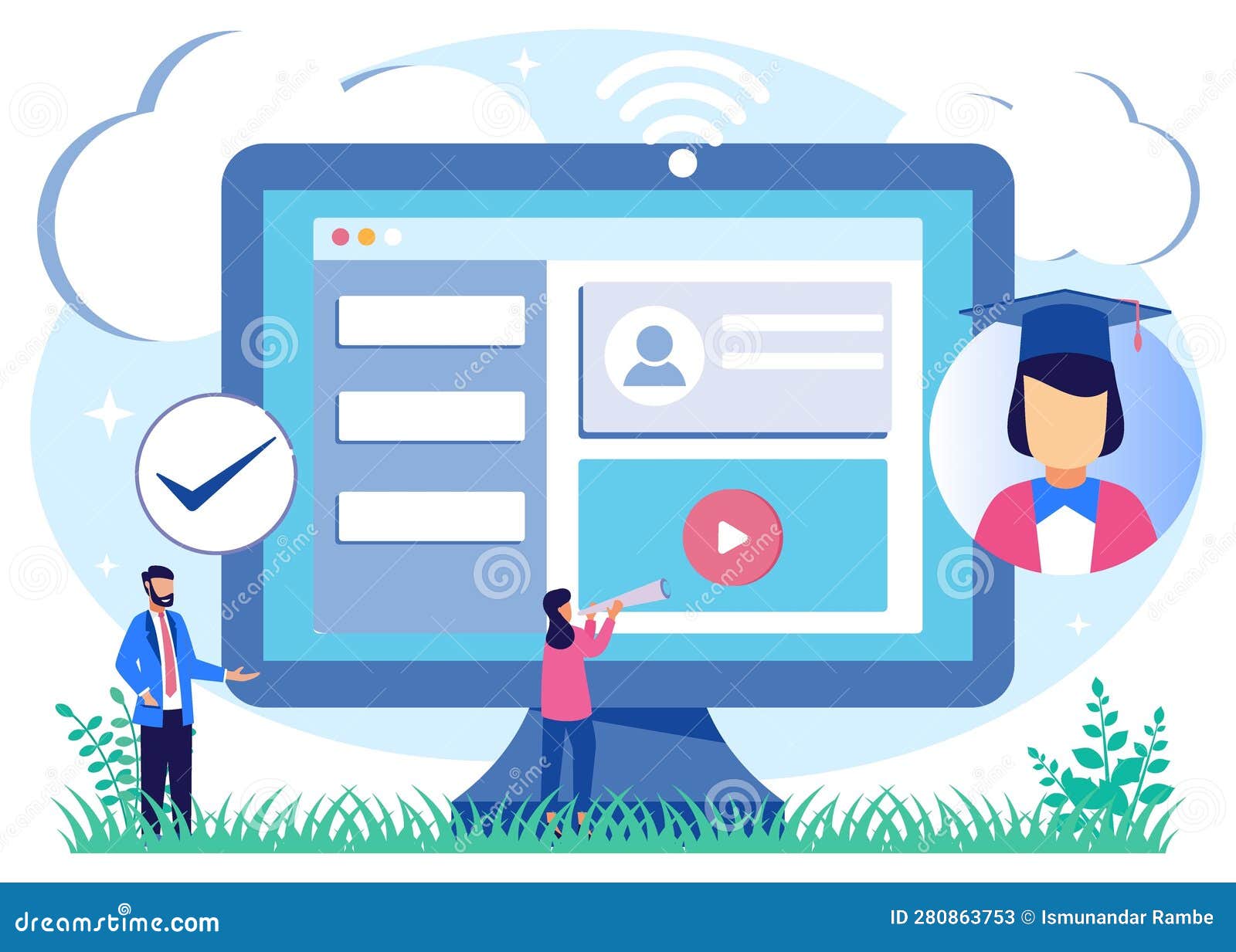 Illustration Vector Graphic Cartoon Character of E Learning Stock ...