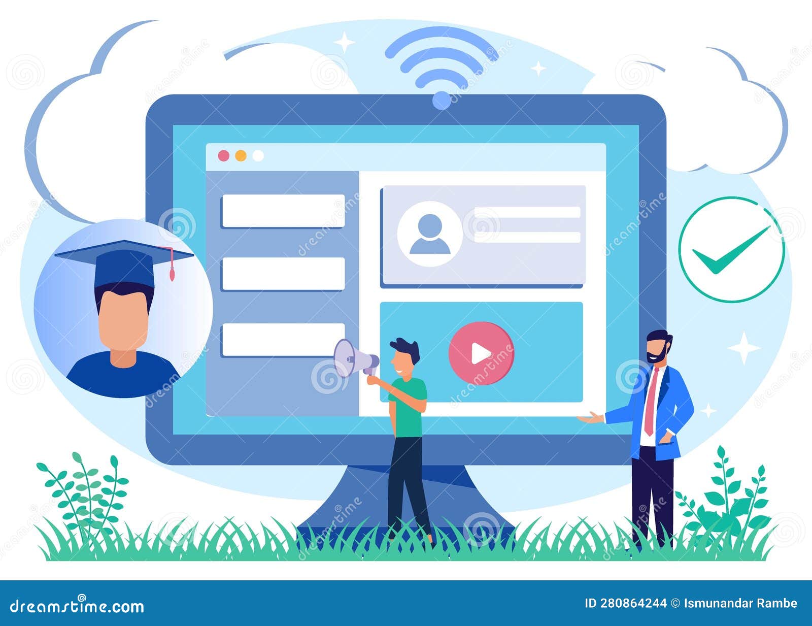 Illustration Vector Graphic Cartoon Character of E Learning Stock ...