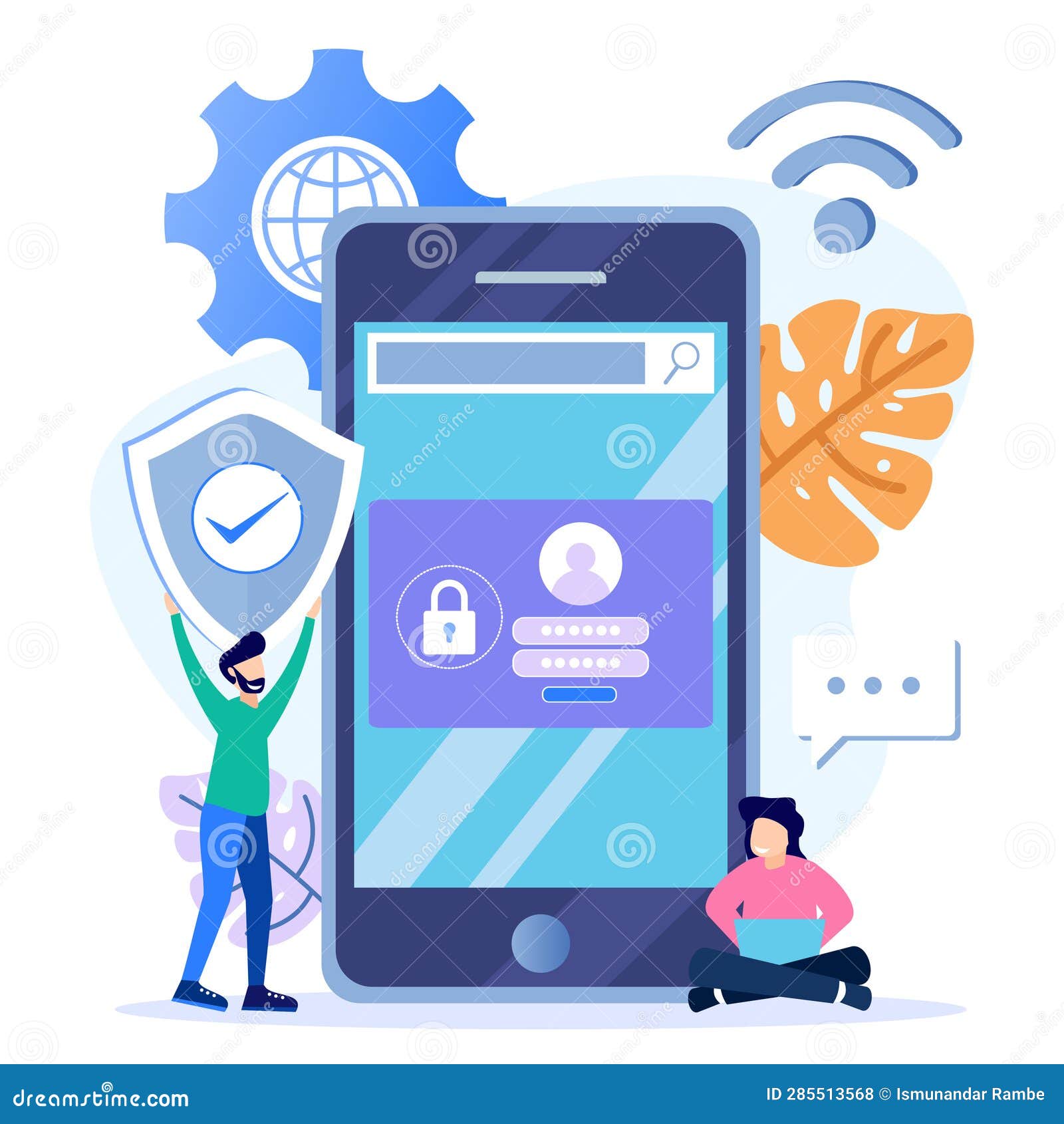 Illustration Vector Graphic Cartoon Character of Internet Security ...