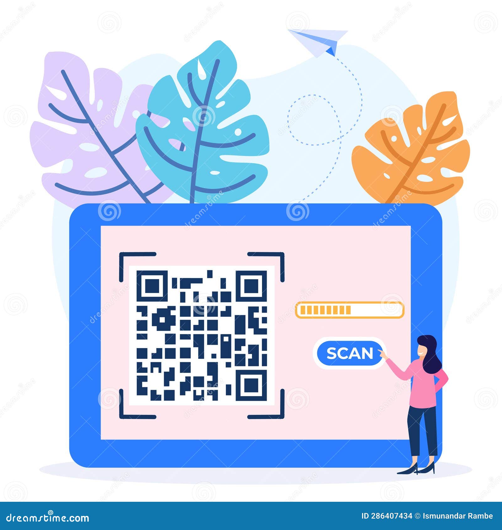 Illustration Vector Graphic Cartoon Character of Qr Code Scanning Stock ...