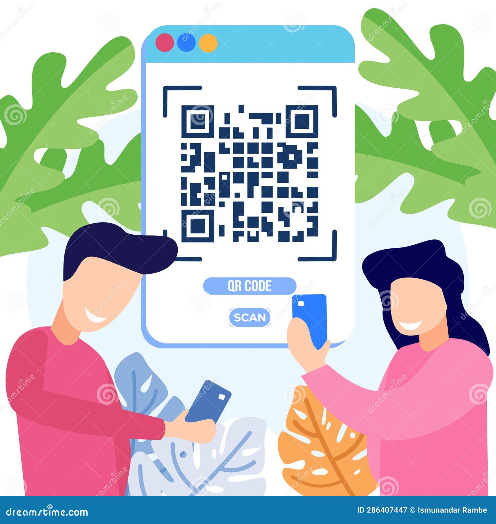 Illustration Vector Graphic Cartoon Character of Qr Code Scanning Stock ...