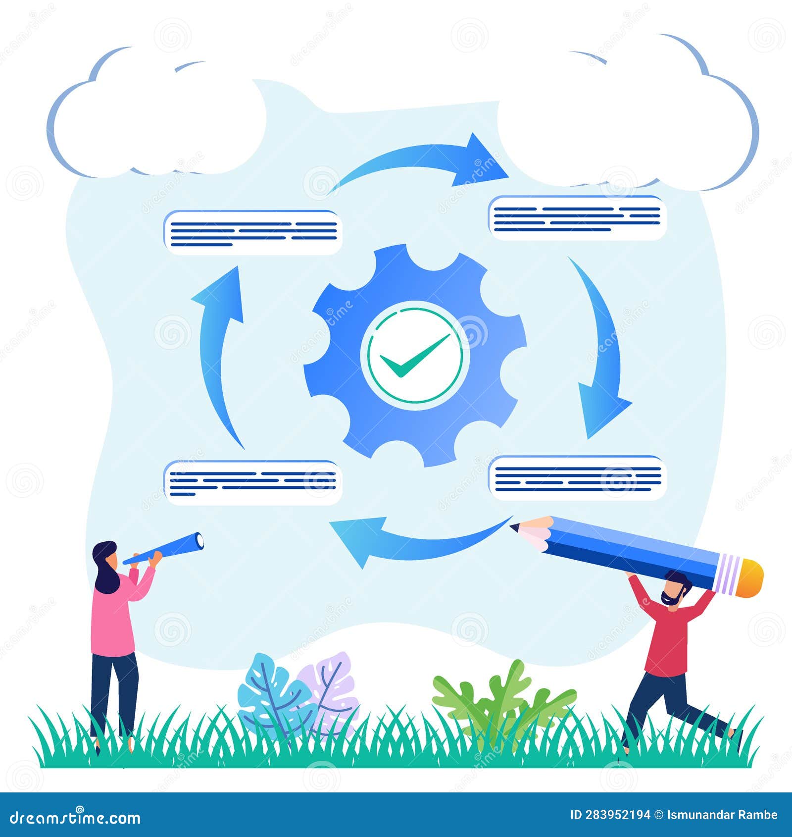 Illustration Vector Graphic Cartoon Character of Schemes and Procedures ...