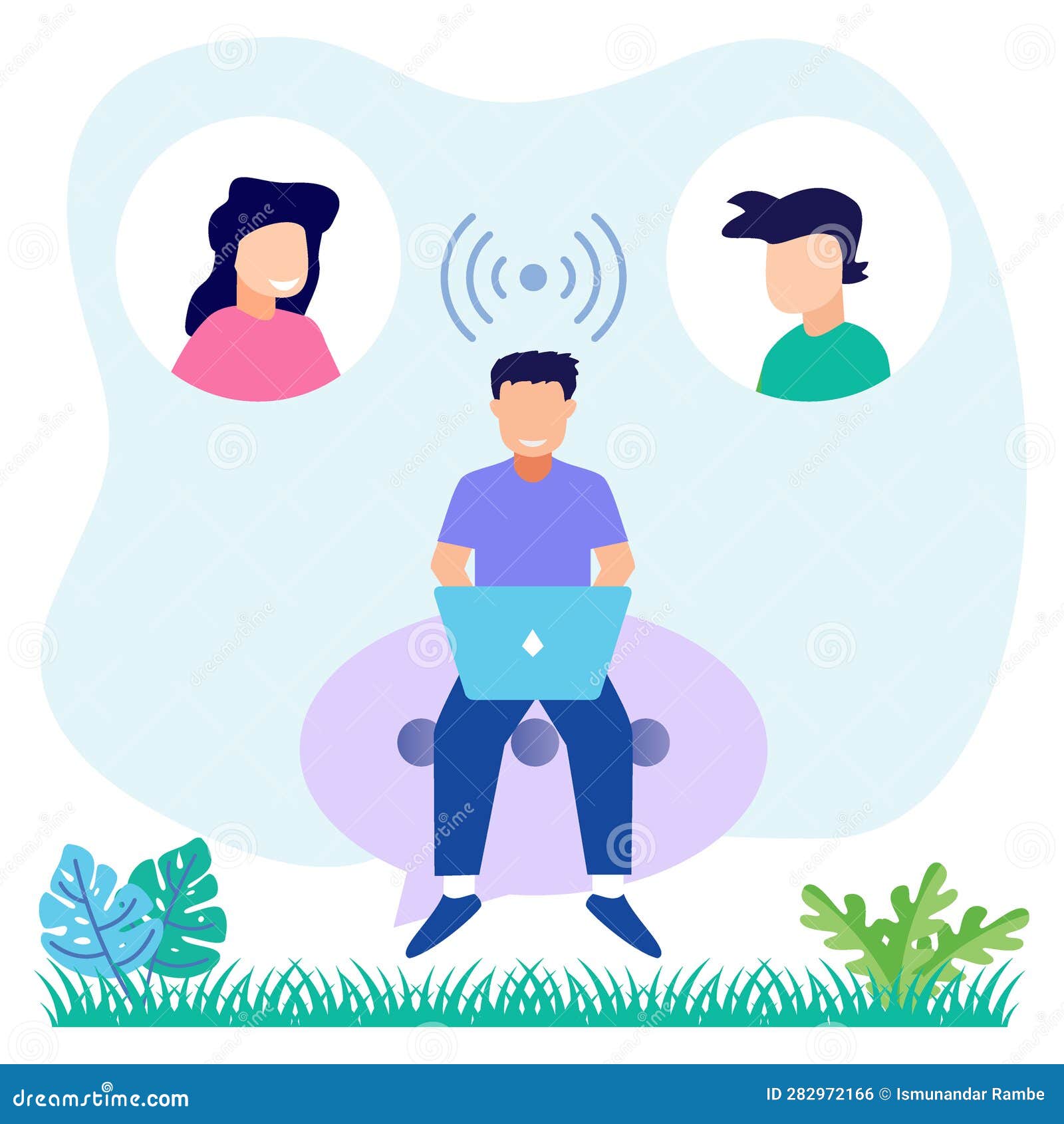 Illustration Vector Graphic Cartoon Character of Virtual Team Distance ...