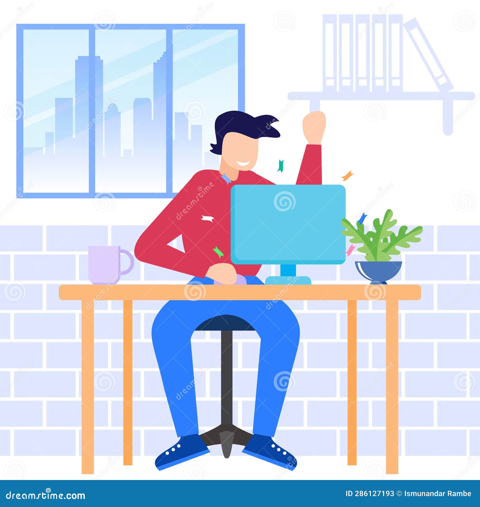 Illustration Vector Graphic Cartoon Character of Work at Home Stock ...