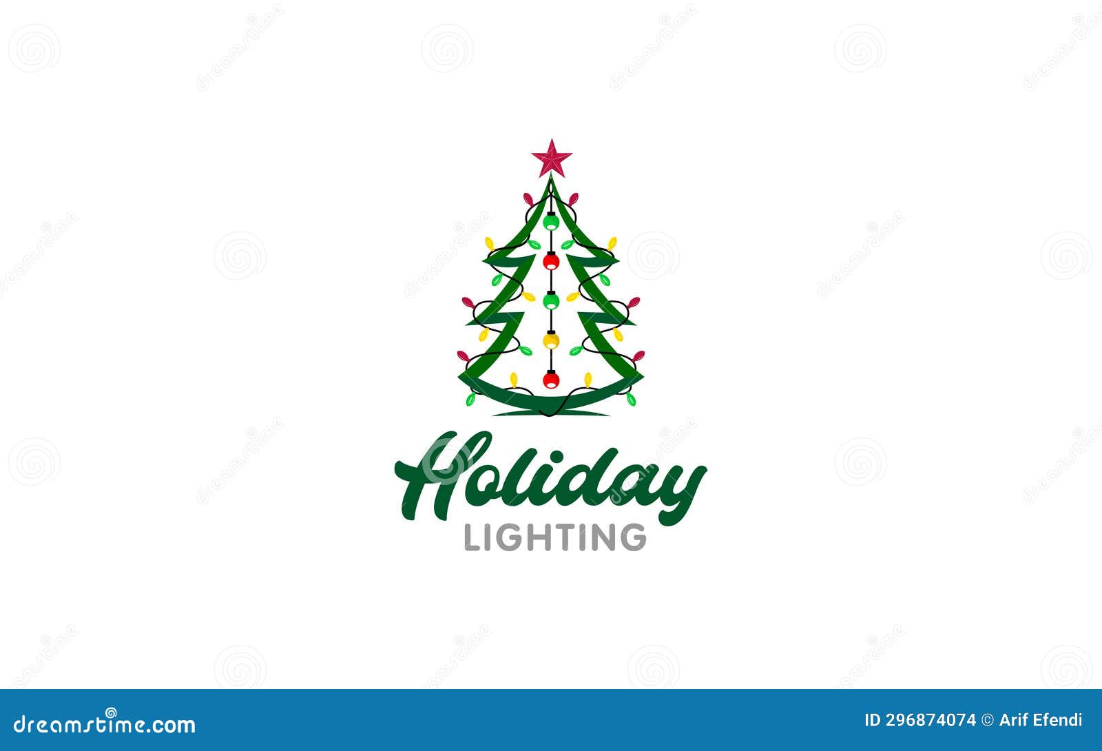 Illustration Vector Graphic of Christmas Tree Symbol with Light Bulbs ...