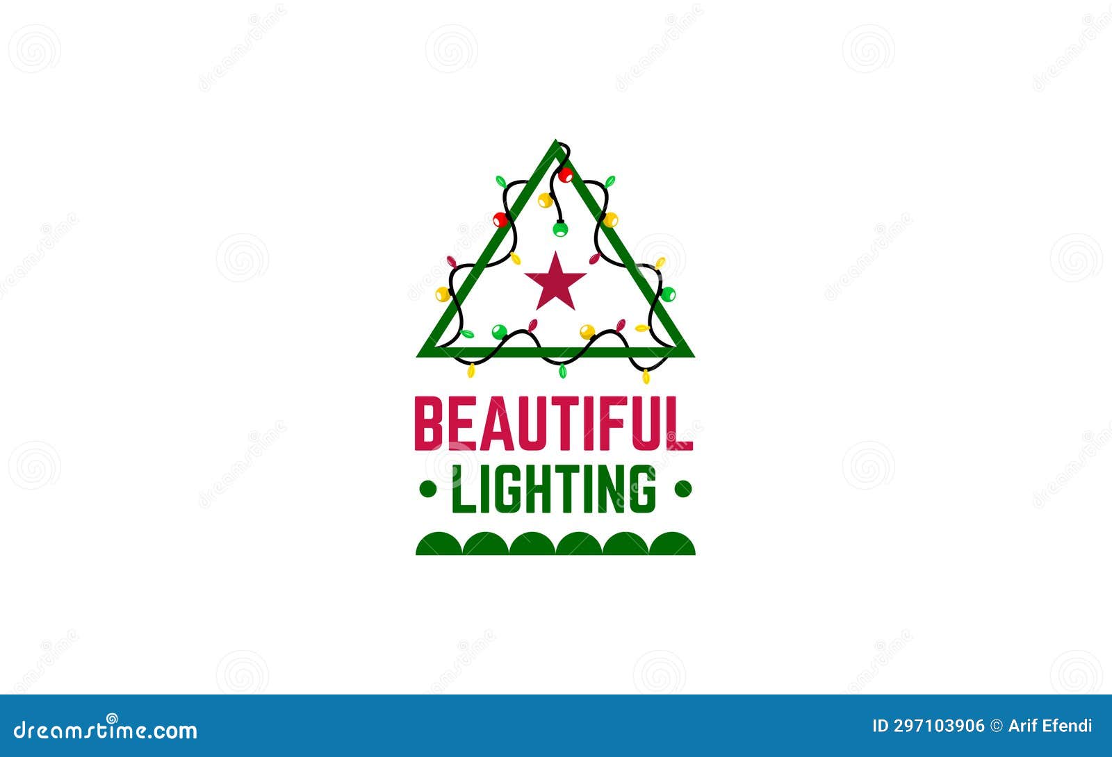 Illustration Vector Graphic of Christmas Tree Symbol with Light Bulbs ...