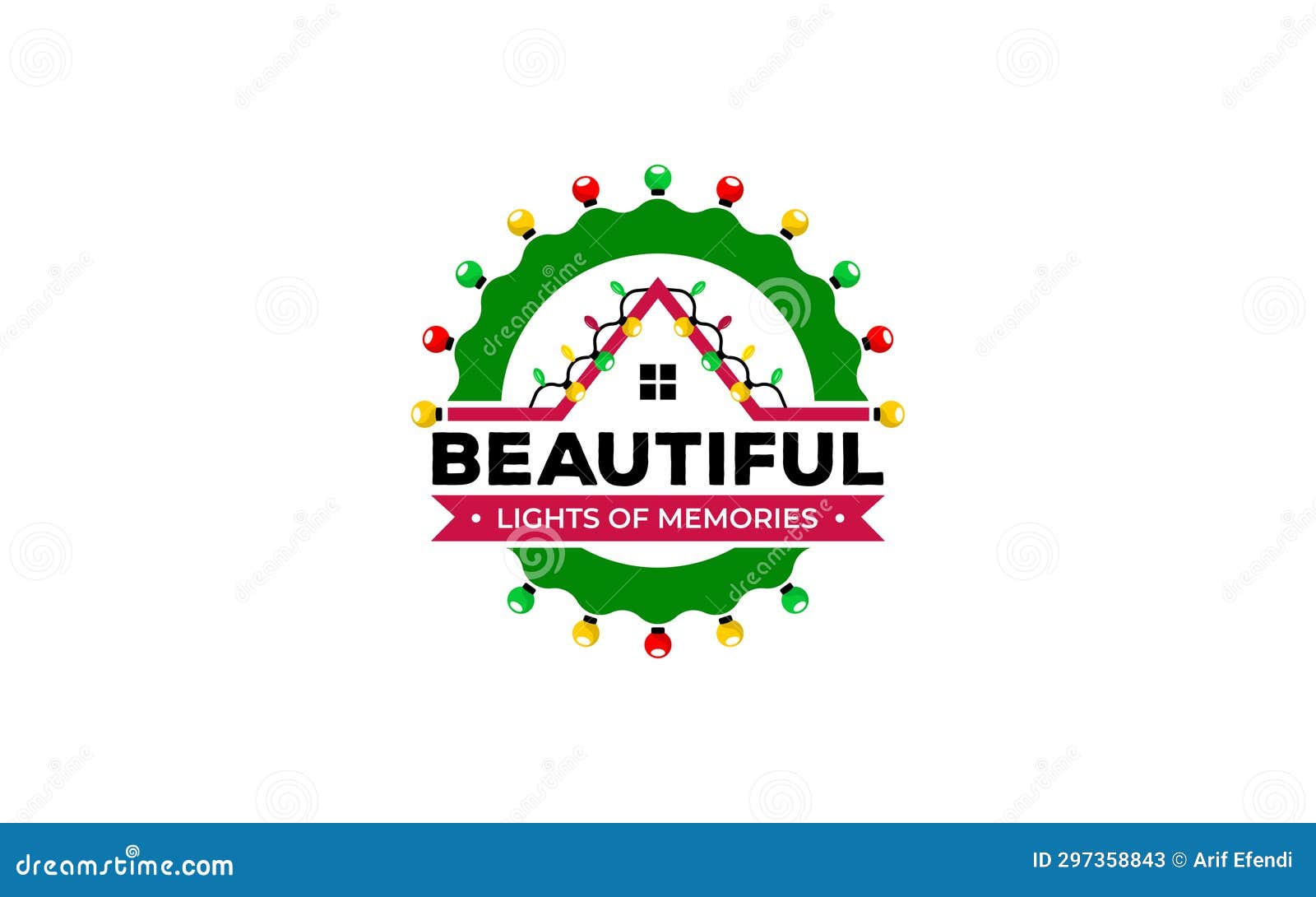 Illustration Vector Graphic of Christmas Tree Symbol with Light Bulbs ...