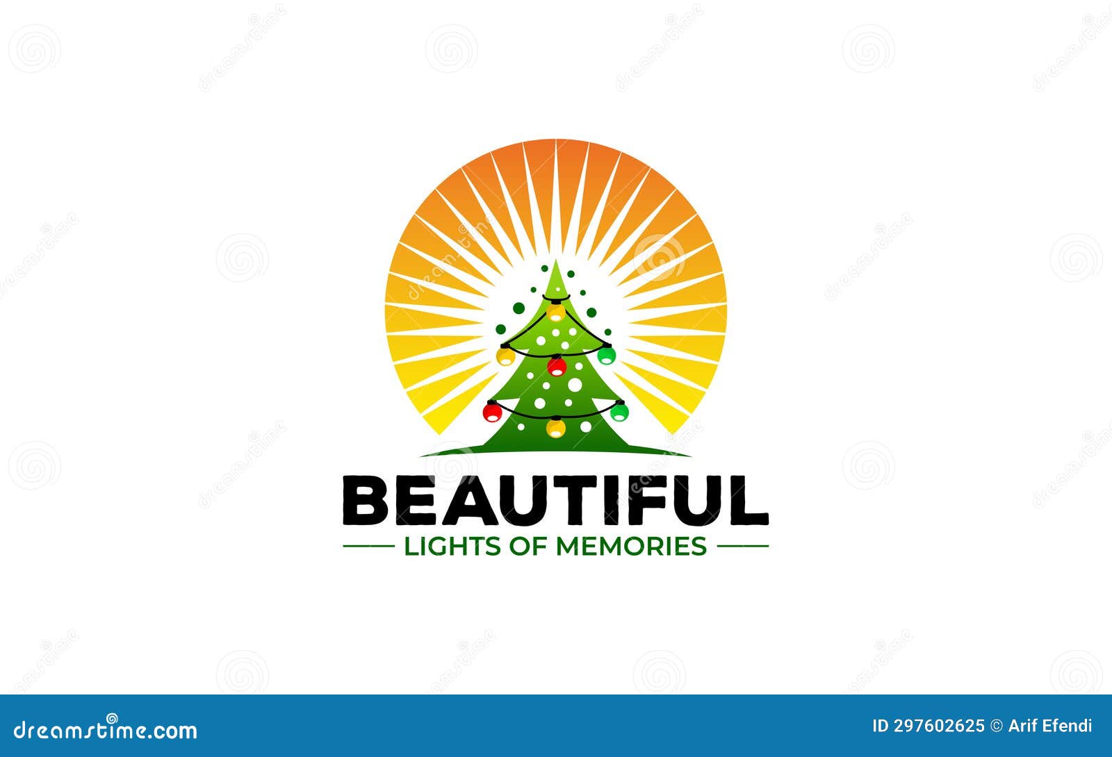 Illustration Vector Graphic of Christmas Tree Symbol with Light Bulbs ...