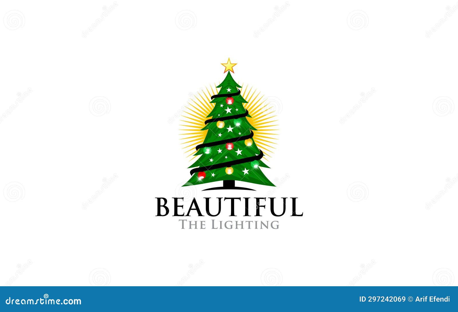 Illustration Vector Graphic of Christmas Tree Symbol with Light Bulbs ...