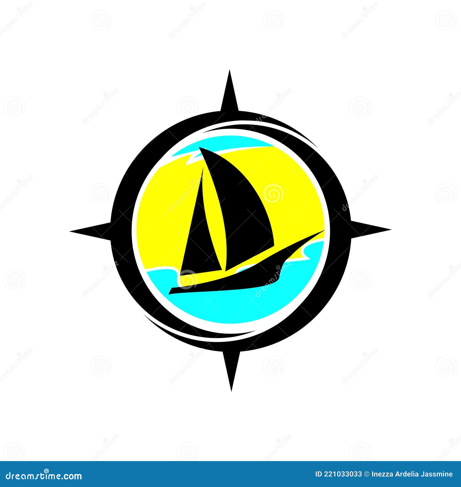 Illustration Vector Graphic of Compass and Ship Stock Vector ...