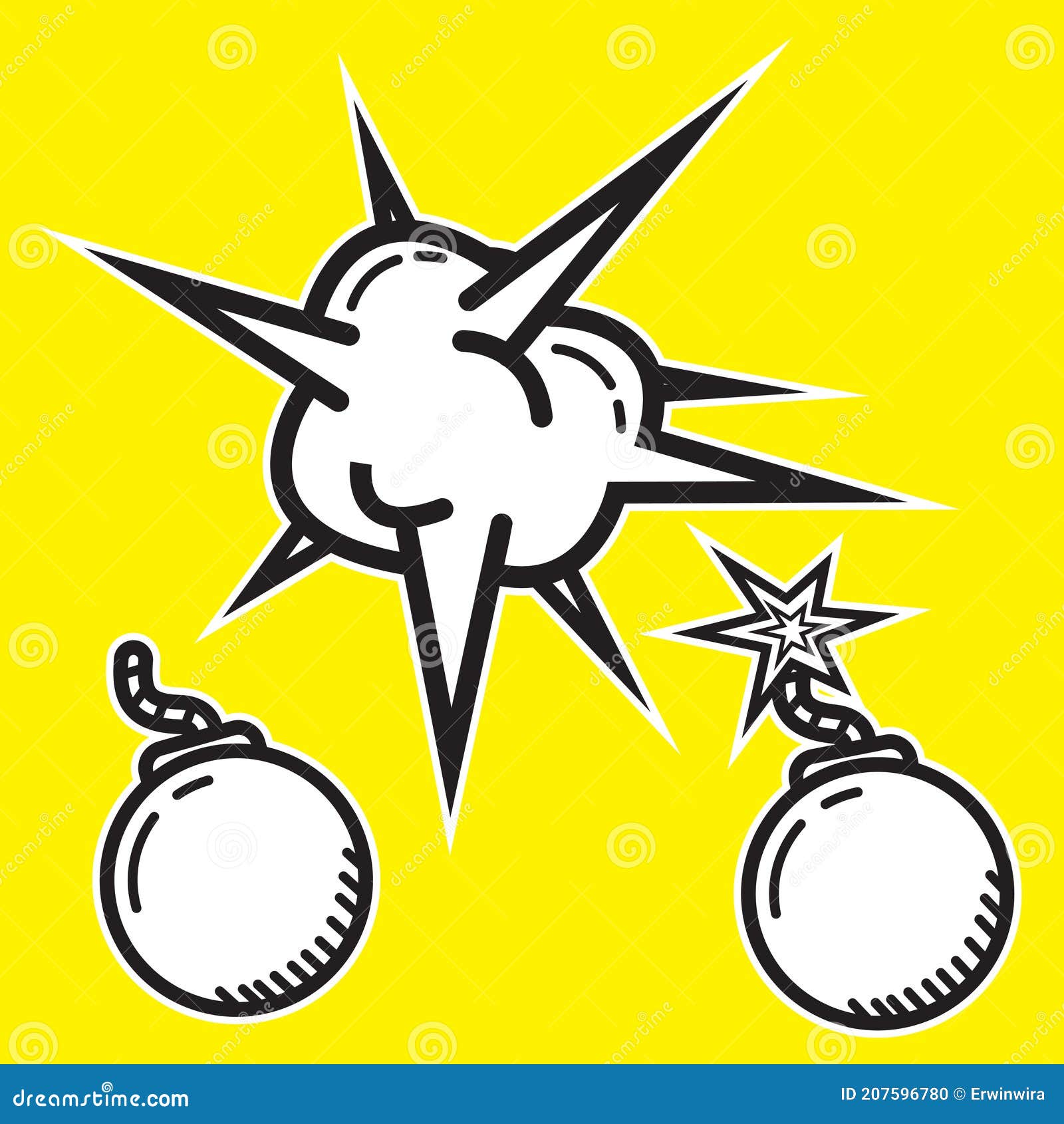 Illustration Vector Graphic Design of Doodle Bomb Explode. Stock Vector ...