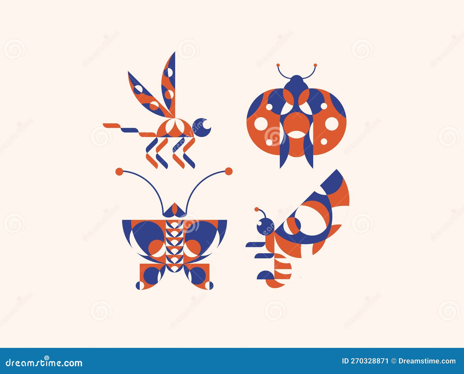 Vector Graphic Design of Insects with Geometric Concept Stock ...