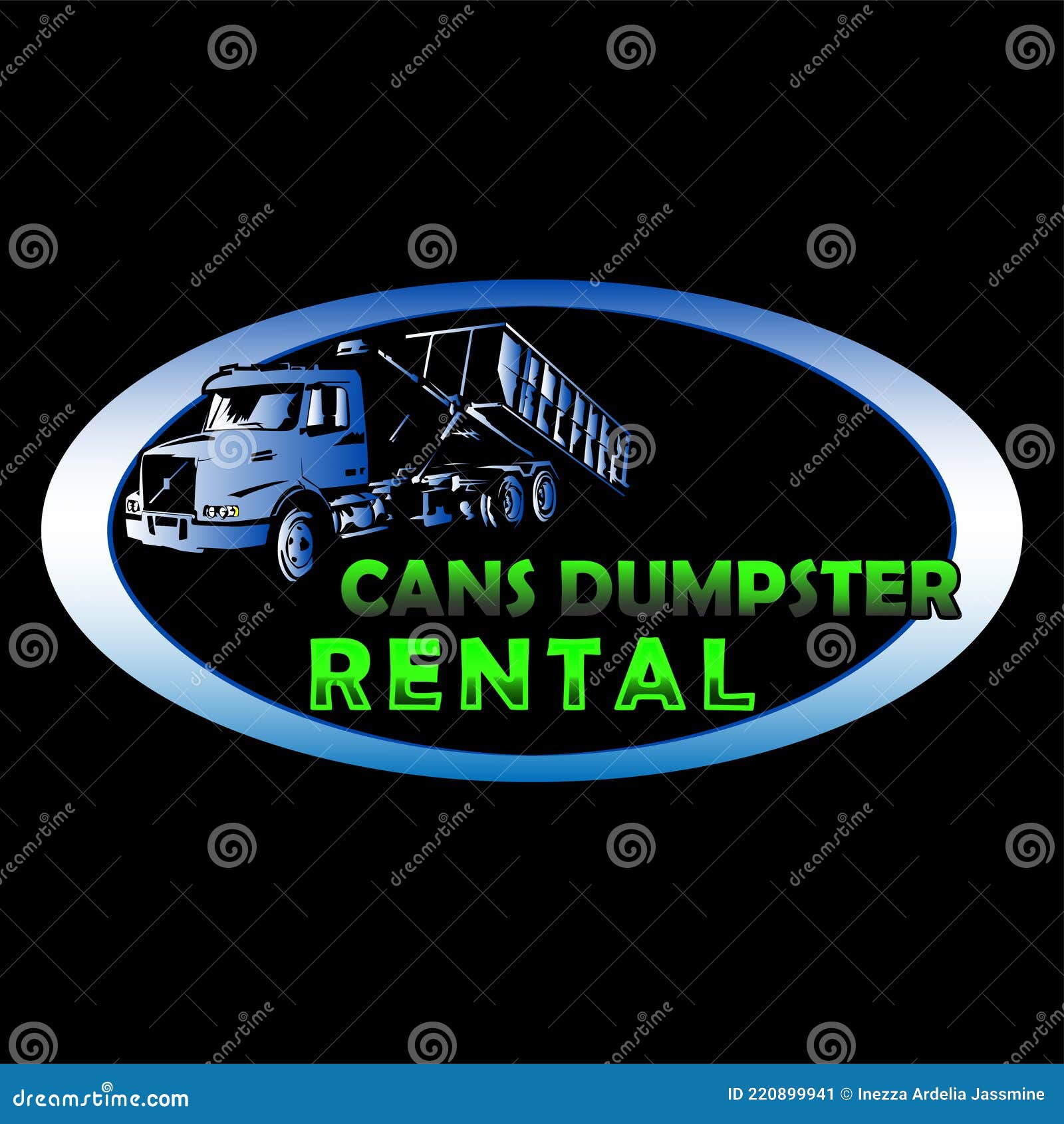 Dumpster Rental Logo Line Vector Blue Container Truck Symbol ...