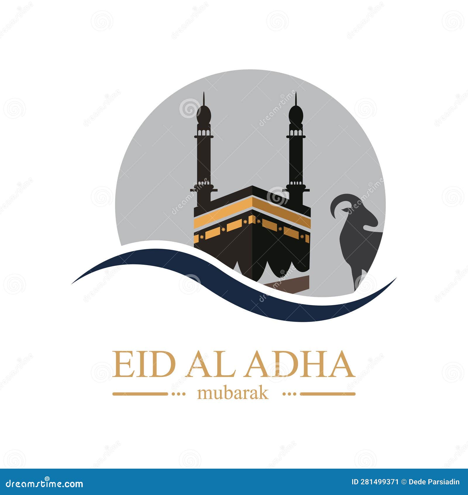 Eid Al Adha Logo With Goat And Cow. Selamat Hari Raya Idul Adha ...